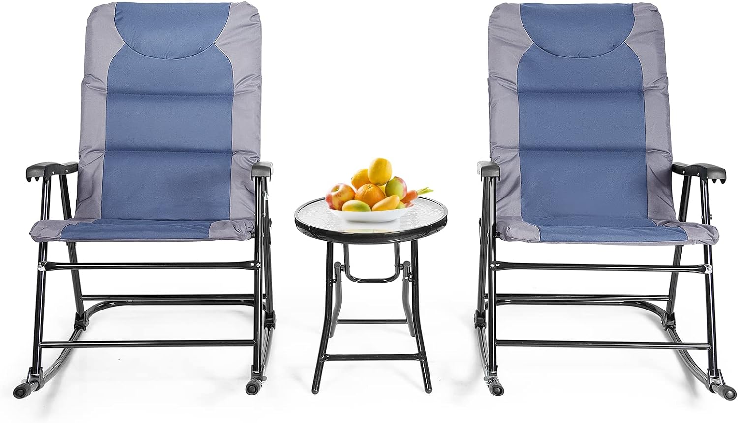 Ensemble de jardin 3 pcs table basse en verre avec 2 chaises ...