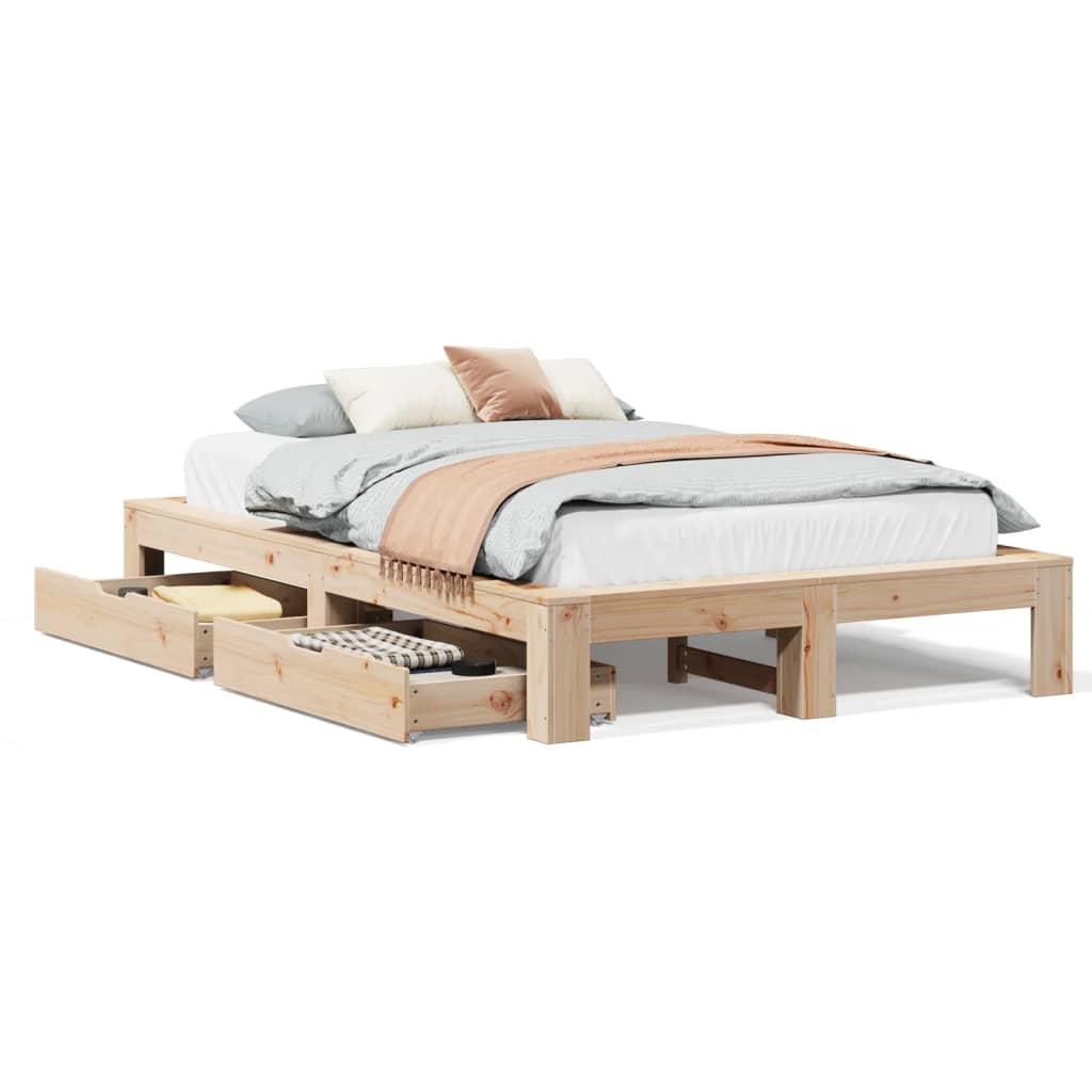 Lit Double | Lit Adulte | Cadre de lit sans matelas 120x200 cm bois de ...