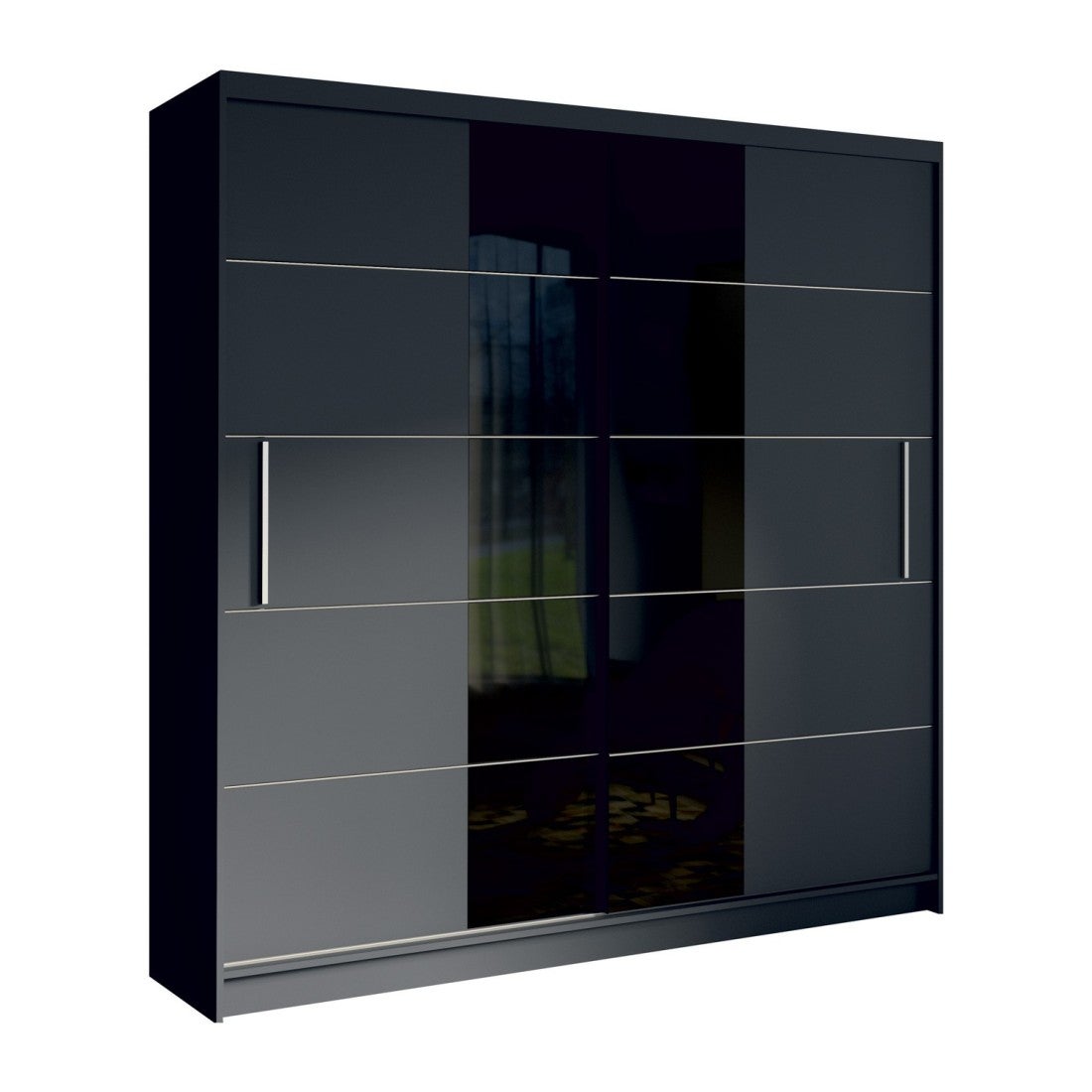Armoire design 200cm coloris gris graphite et noir collection NARAGO ...