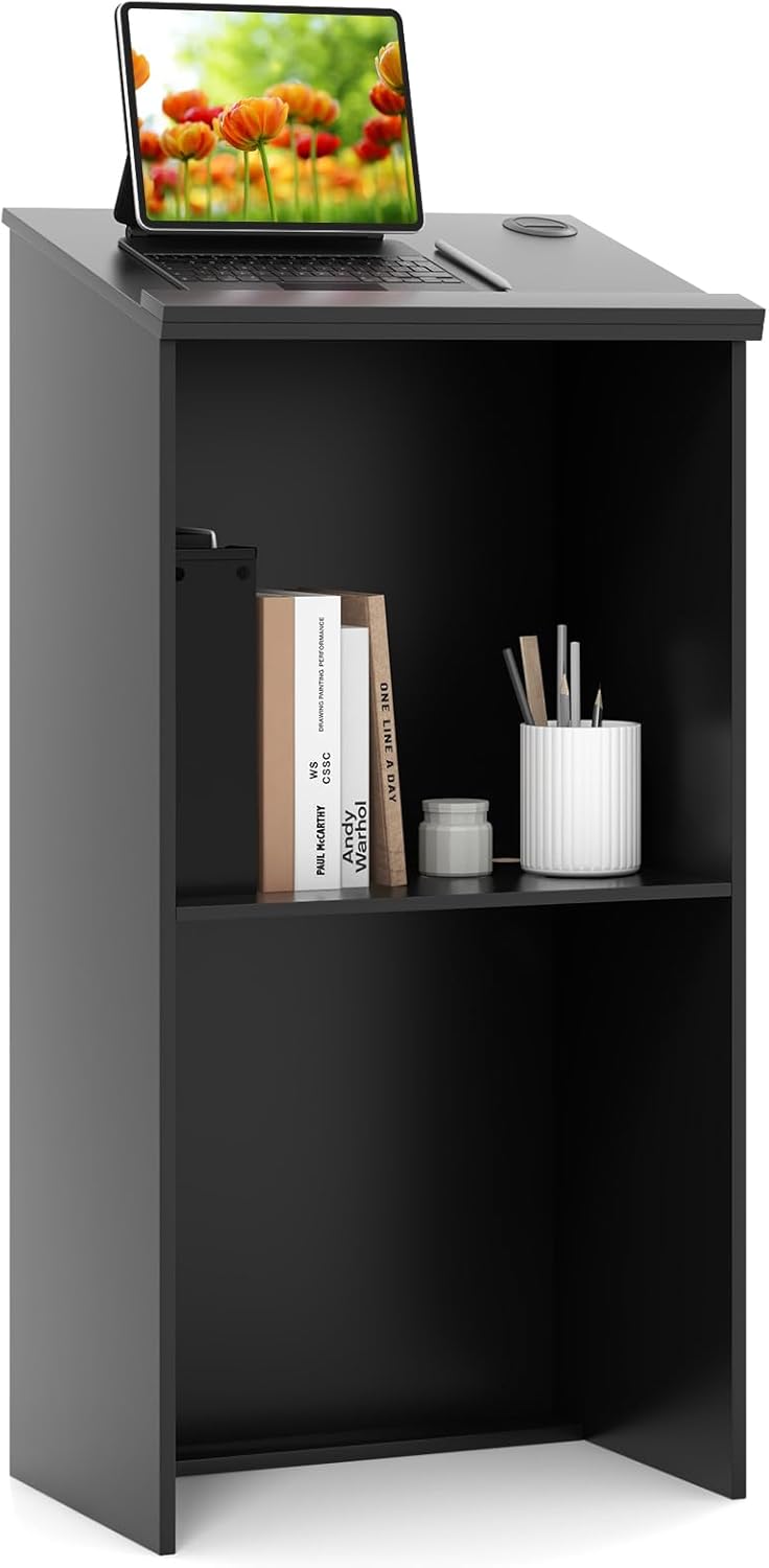 COSTWAY Podium Debout en Bois, Pupitre 117 cm, Surface Inclinée, Lutrin ... COSTWAY Podium Debout en Bois, Pupitre 117 cm, Surface Inclinée, Lutrin ...