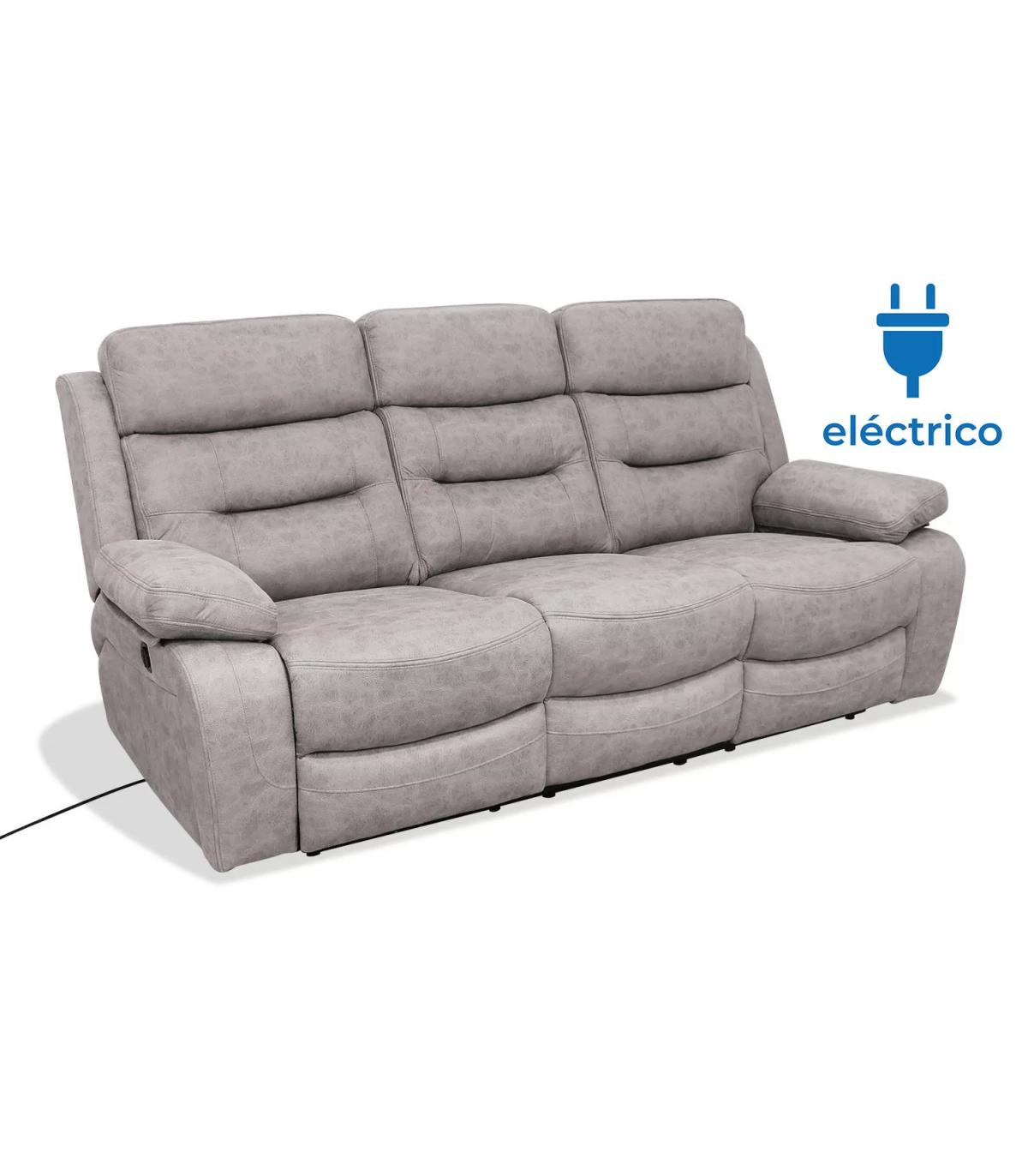 Sofá tres plazas relax electrico Florencia tapizado textil cemento ...