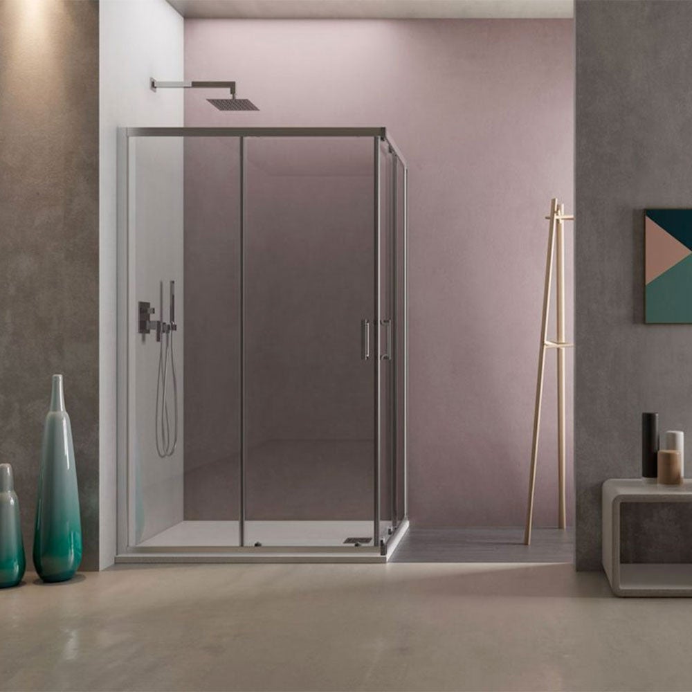 Box Doccia Angolare Loop 80x90 in Alluminio e Cristallo Trasparente ...