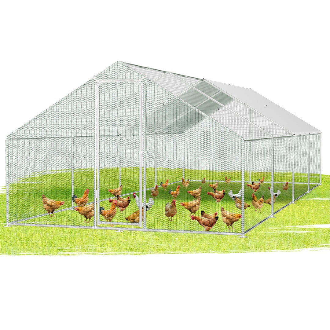 Enclos Poulailler en Acier Galvanisé 3 x 8 x 2m extérieure avec Housse ...