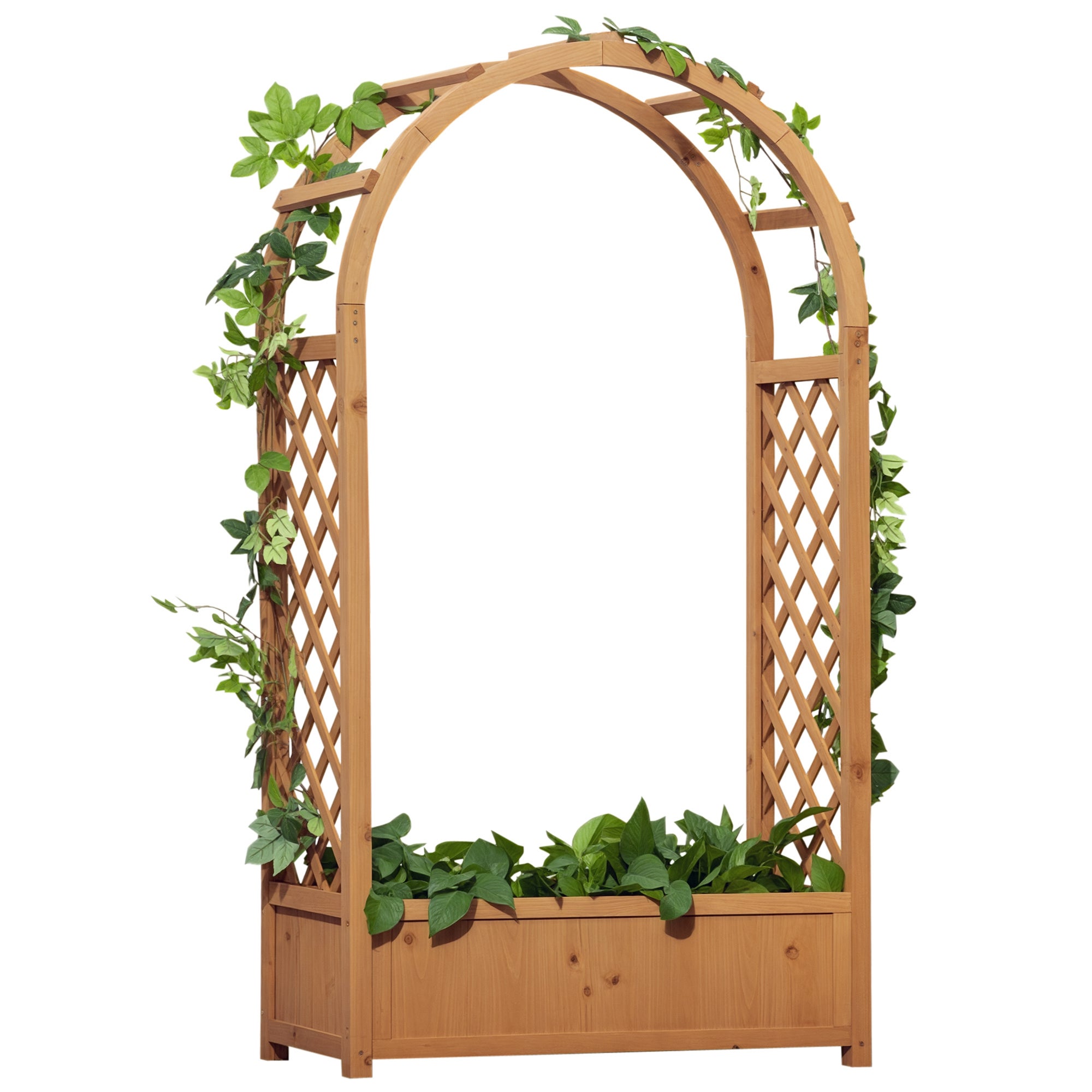 Jardinière rectangulaire sur pied avec treillis et arche - 83 x 36 x ...