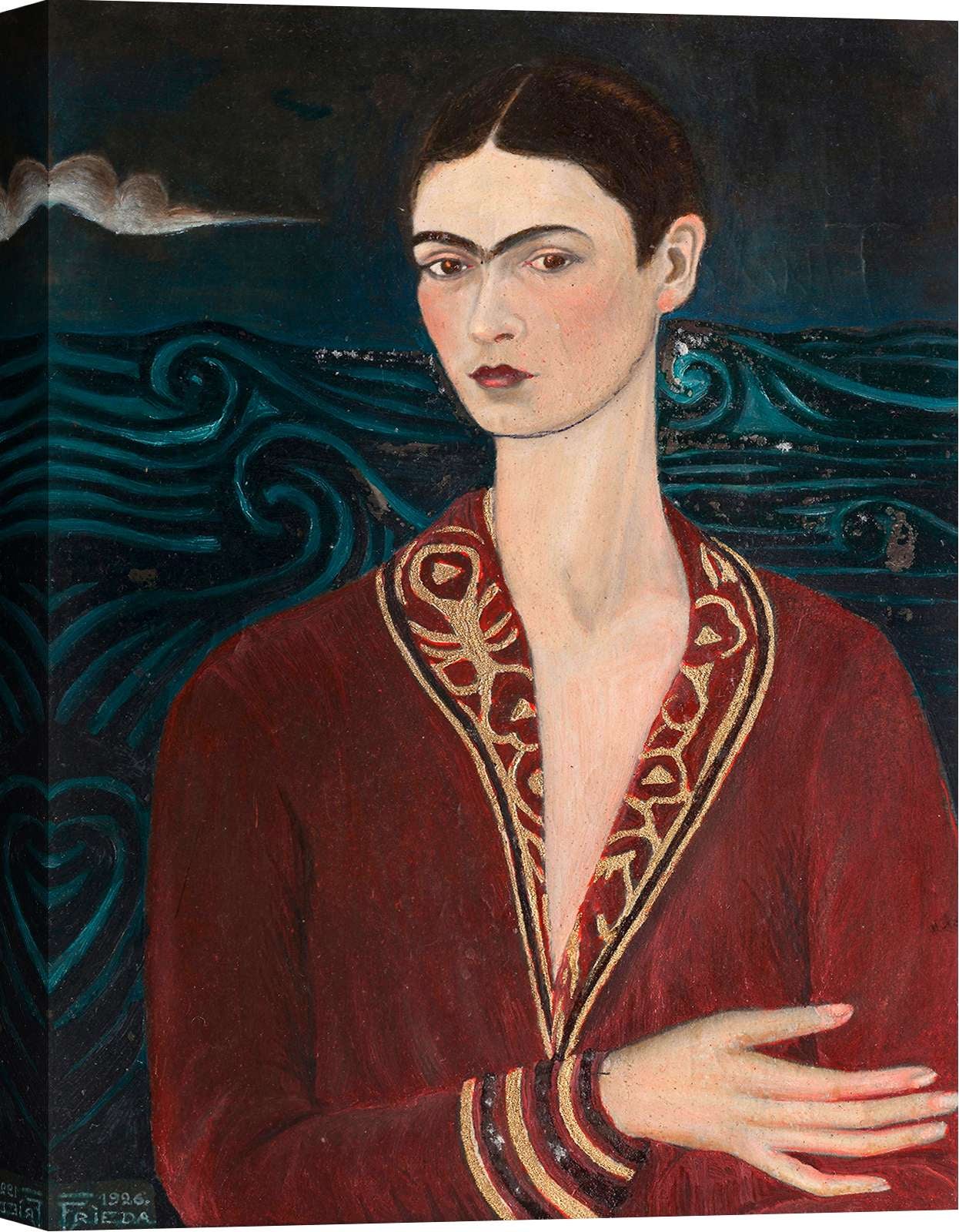 Impresión en lienzo - Frida Kahlo - Autorretrato con vestido de ...