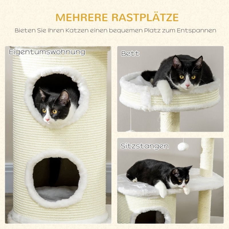 Rascador para Gatos con Cama y Juguetes, Torre de Rascado 59x35x100 cm ...