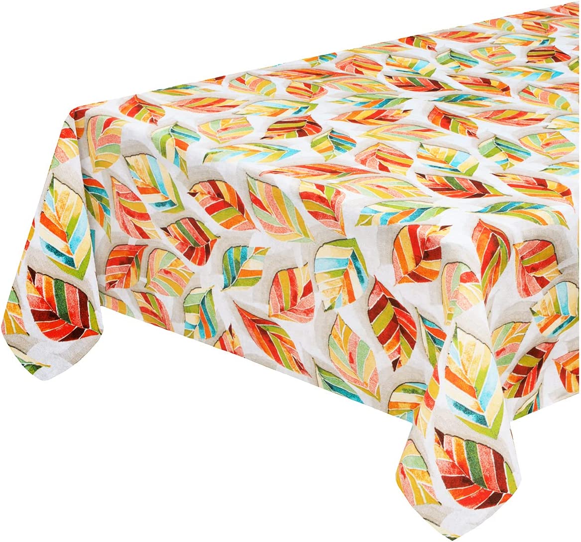 Mantel de Cocina de Algodón 135x180 cm Cubremesa Ribeteado Hojas de ...