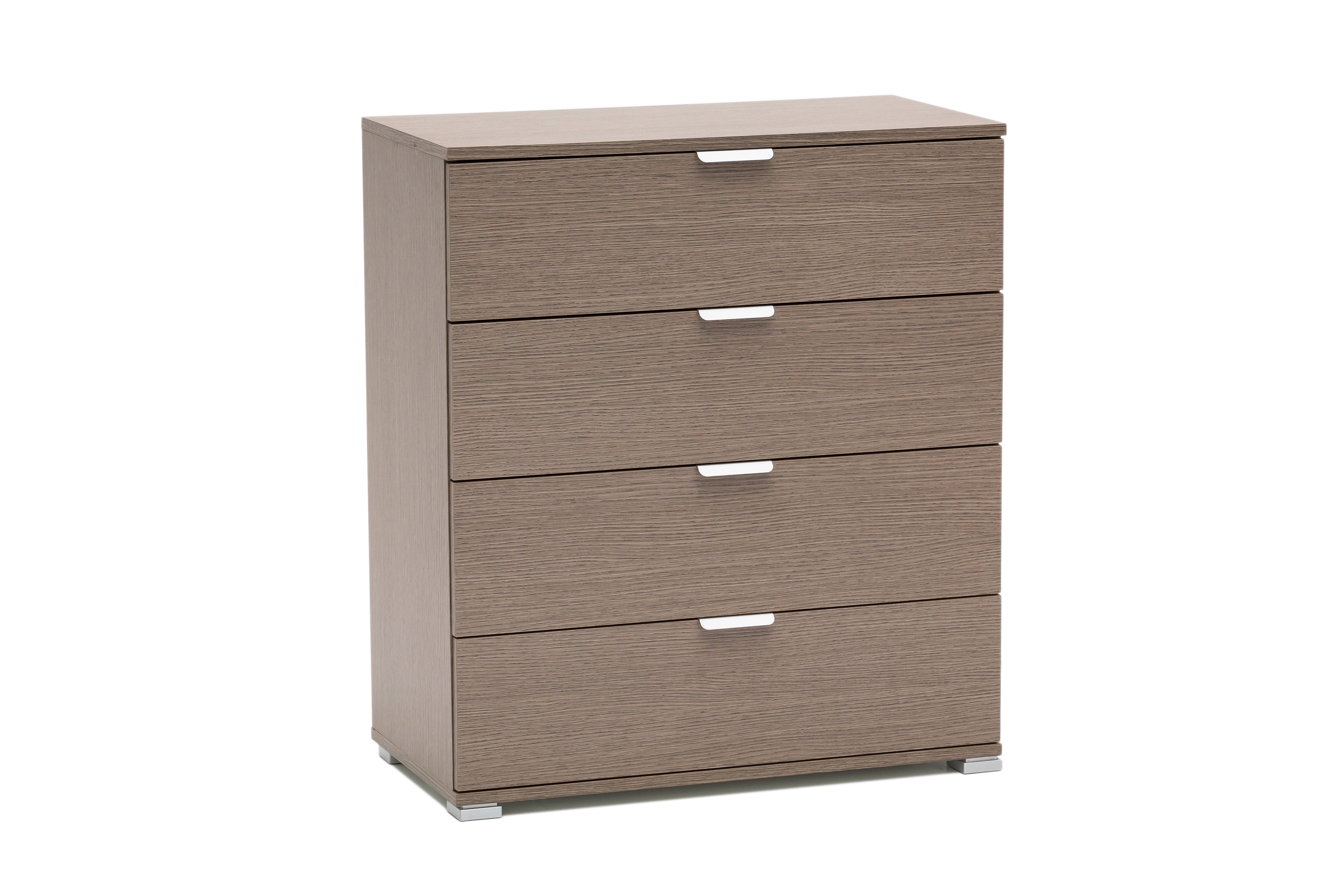 Commode 4 tiroirs chêne gris déjà montée L75 H85 P38 | Leroy Merlin