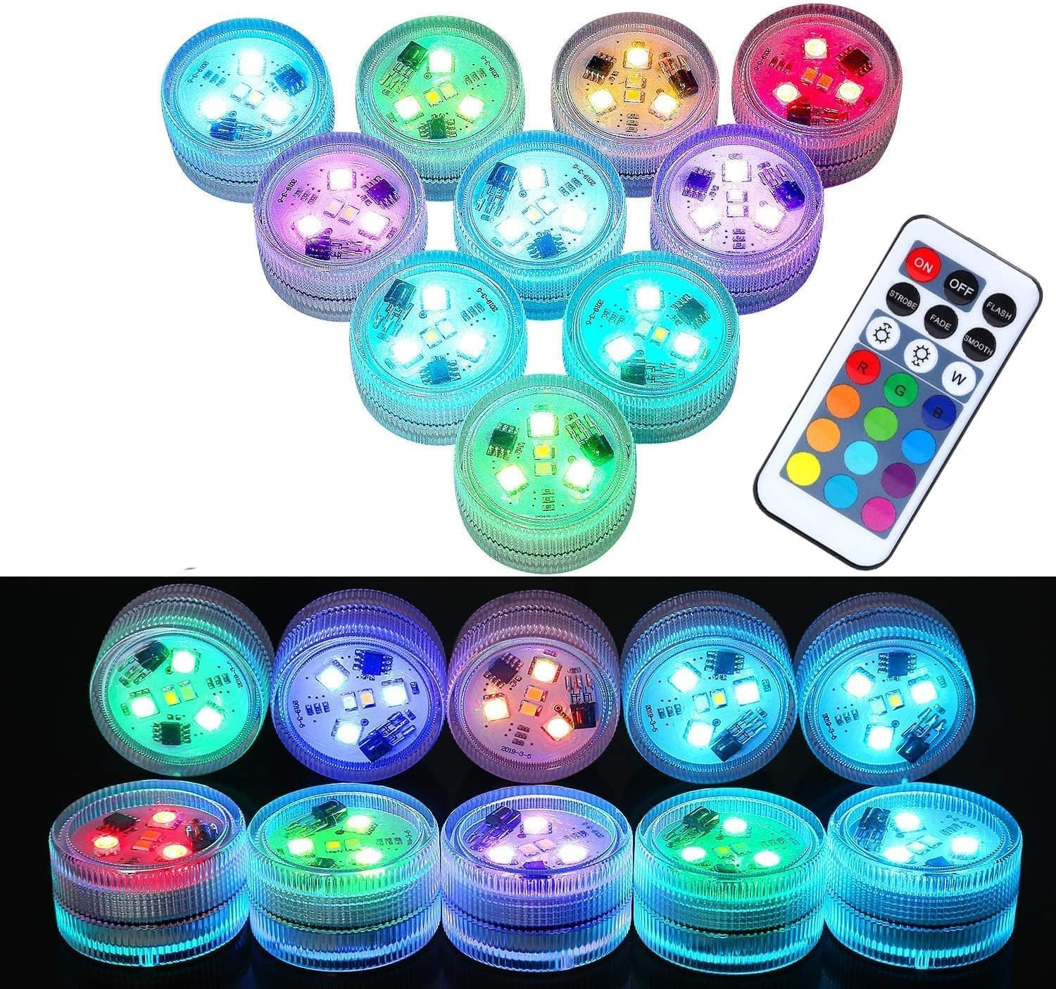 Mini lampes LED submersibles, Lampes LED pour piscine avec télécommande, Lampes LED d'ambiance ...