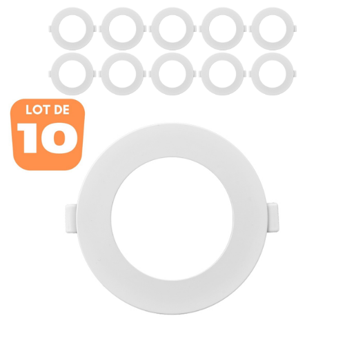 Lot de 10 Dalles LED rondes extra plates 6W 3000K Ø128mm IP40 | Leroy ...