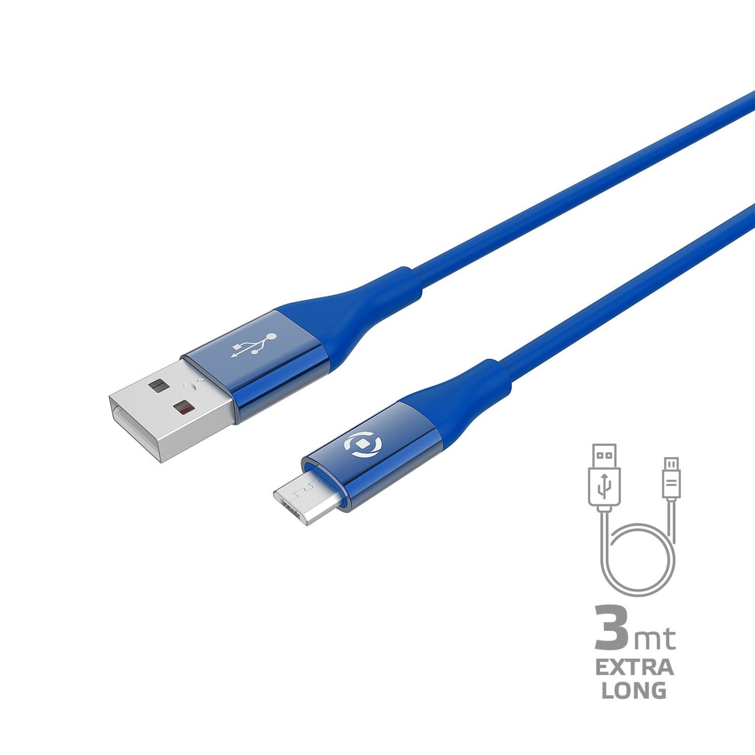Celly USBMICROCOL3MBL câble USB 3 m USB A Micro-USB B Bleu | Leroy Merlin