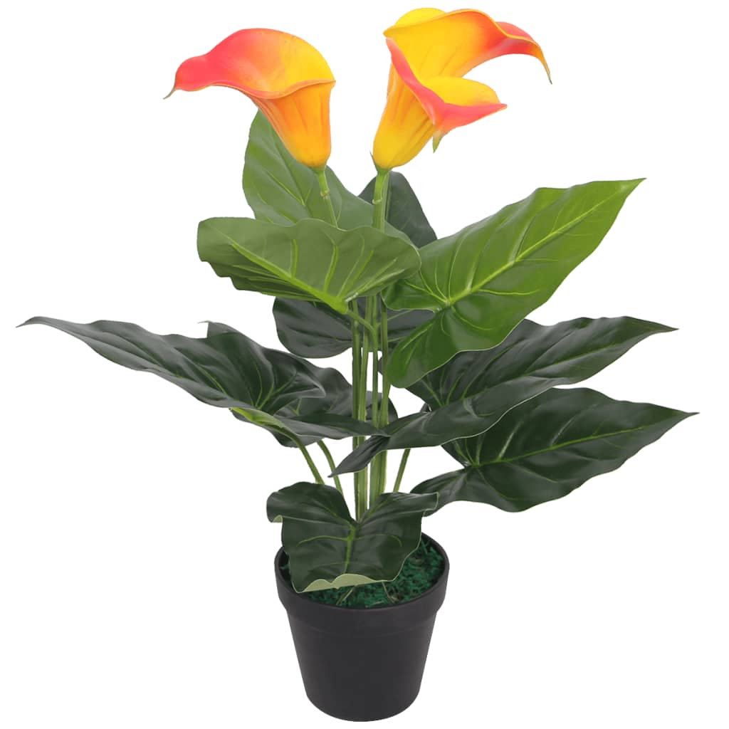 VidaXL Planta Cala Lilly artificial con macetero roja y amarilla 45 cm ...