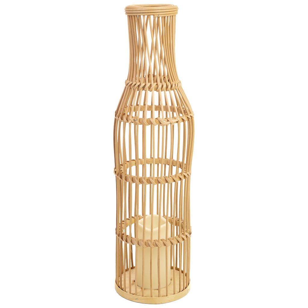 Vase en rotin tressé avec bougie à piles | Leroy Merlin