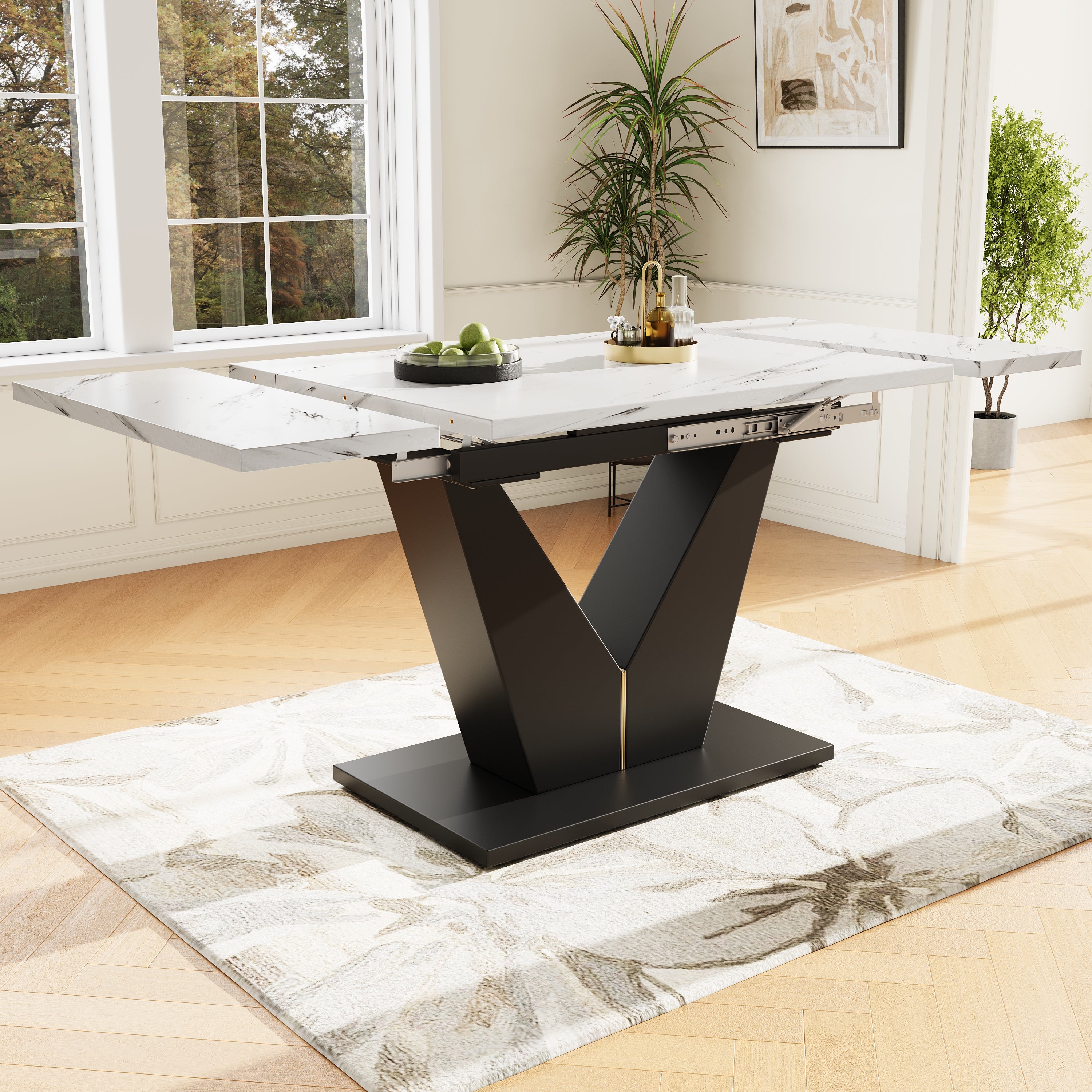 Table rectangulaire de salle à manger extensible 99(159)x75x75 cm avec ...