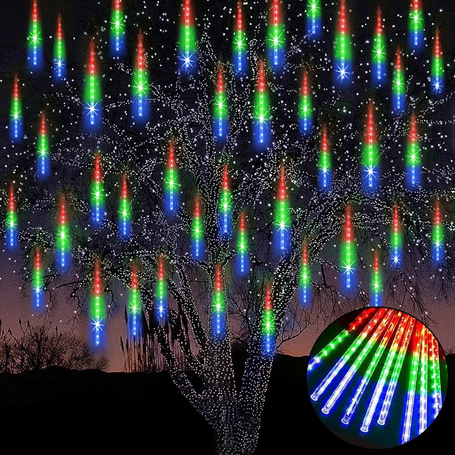Luces navideñas para exteriores, 240 LED, luces de lluvia de meteoritos ...