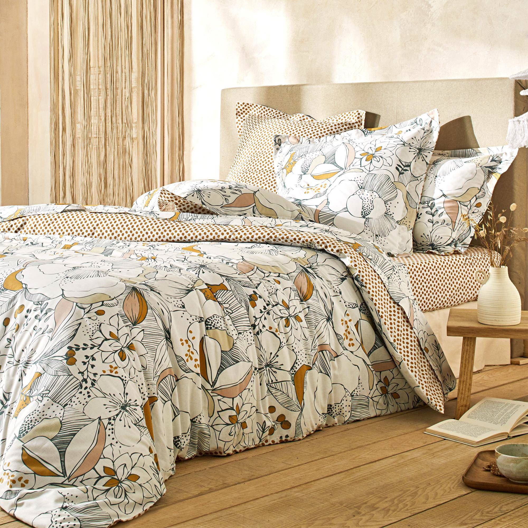 Housse de couette ALIX 140x200 jaune moutarde en coton | Leroy Merlin