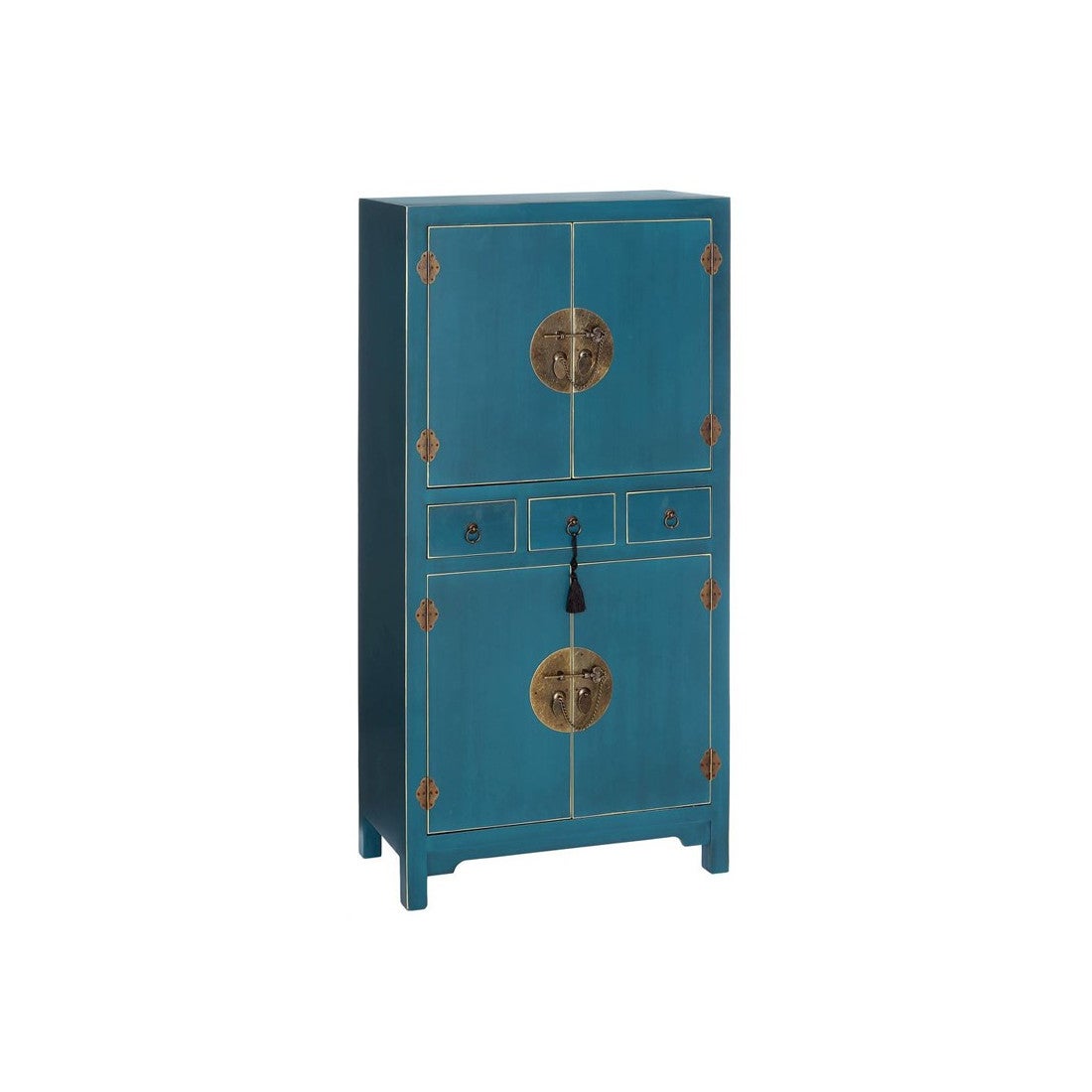 Armoire 4 portes, 3 tiroirs Bleue Meuble Chinois - PEKIN | Leroy Merlin