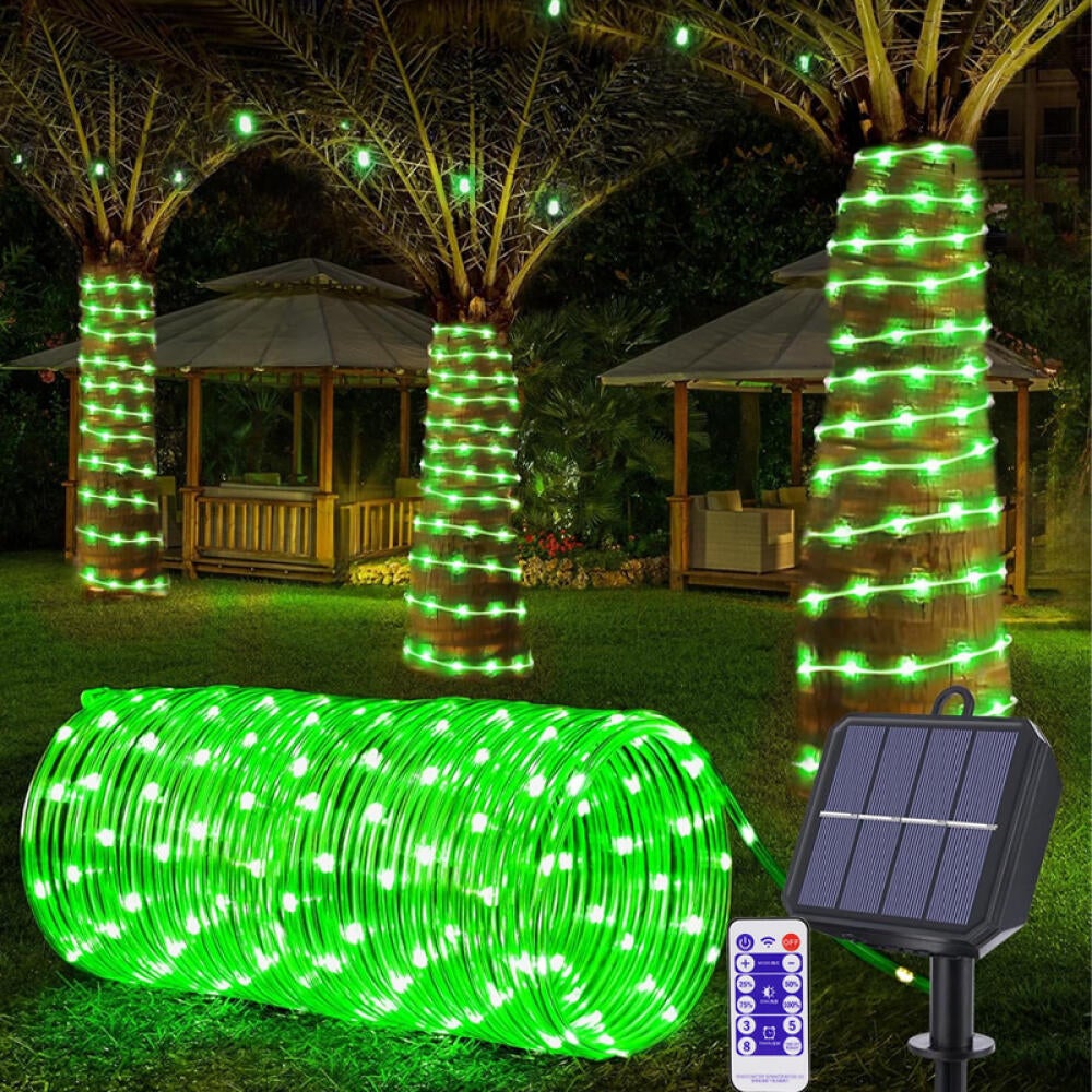 Guirlande lumineuse solaire de 22 mètres, 400 LED, 8 modes d'éclairage ...