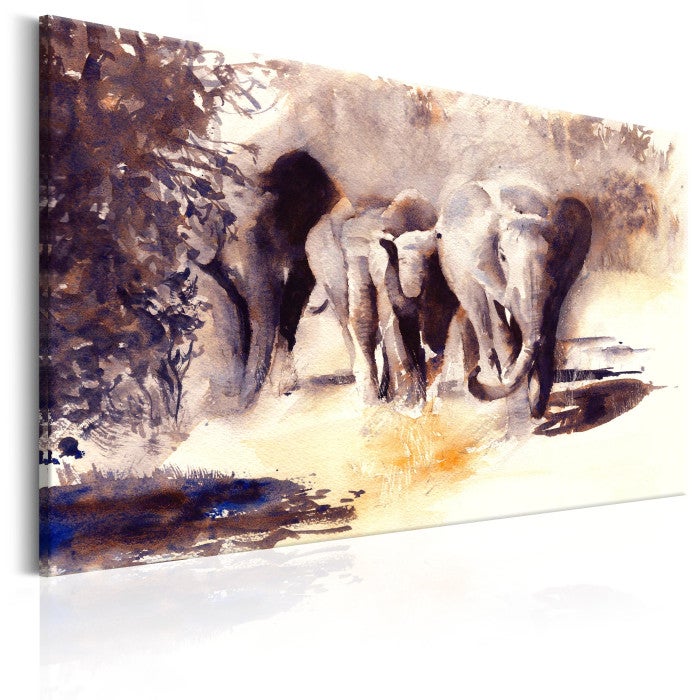 Tableau Imprimé "Watercolour Elephants" 60 x 90 cm | Leroy Merlin