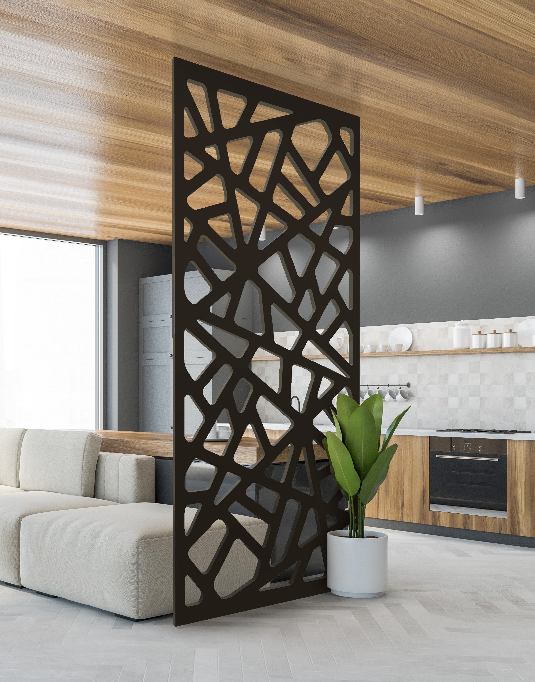 CLOISON DE SEPARATION BOIS TYPE Claustra décorative LOUVA MDF Noir dans ...