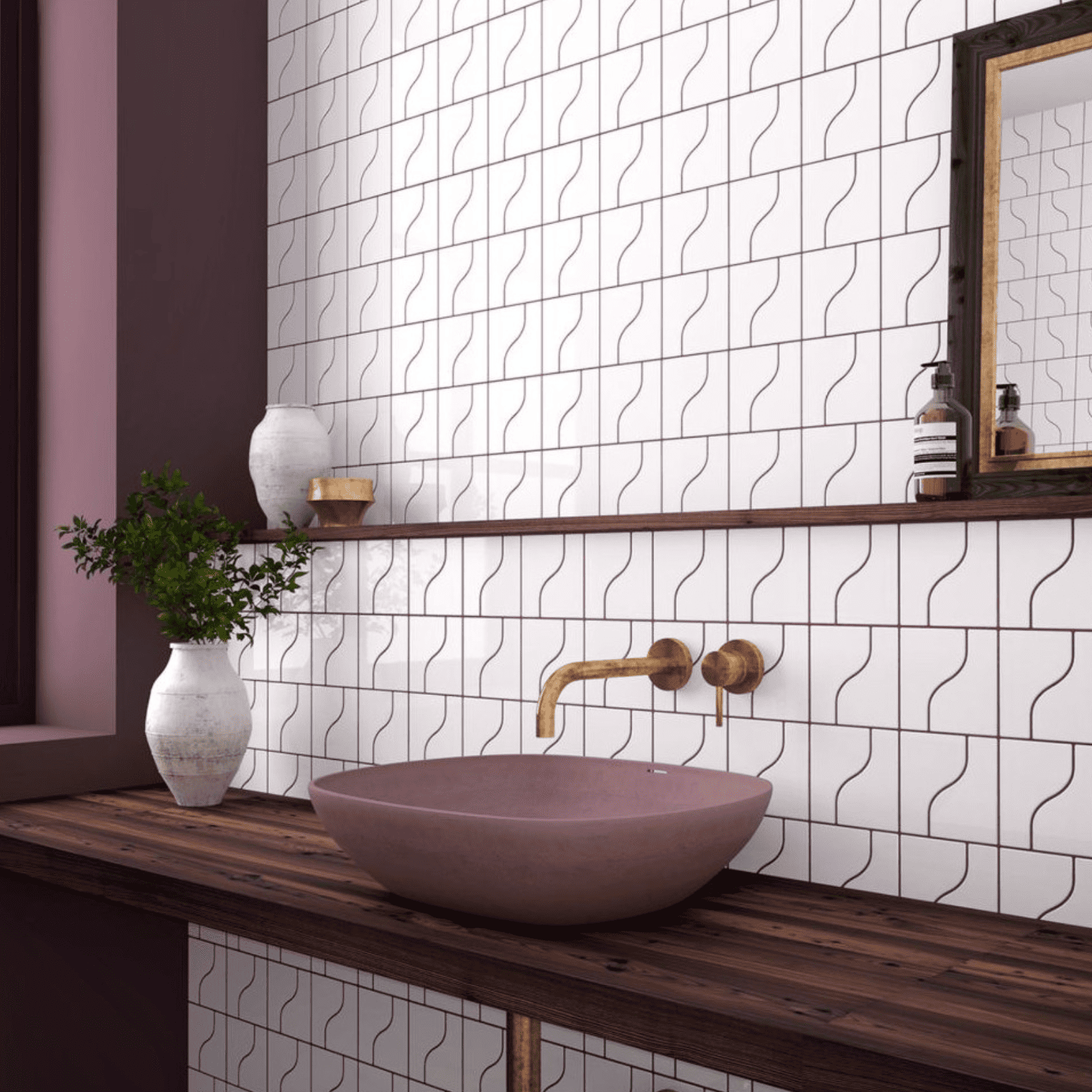 Carrelage mural faïence effet graphique REVERS 12x8,3cm 12x8.3cm Blanc ...