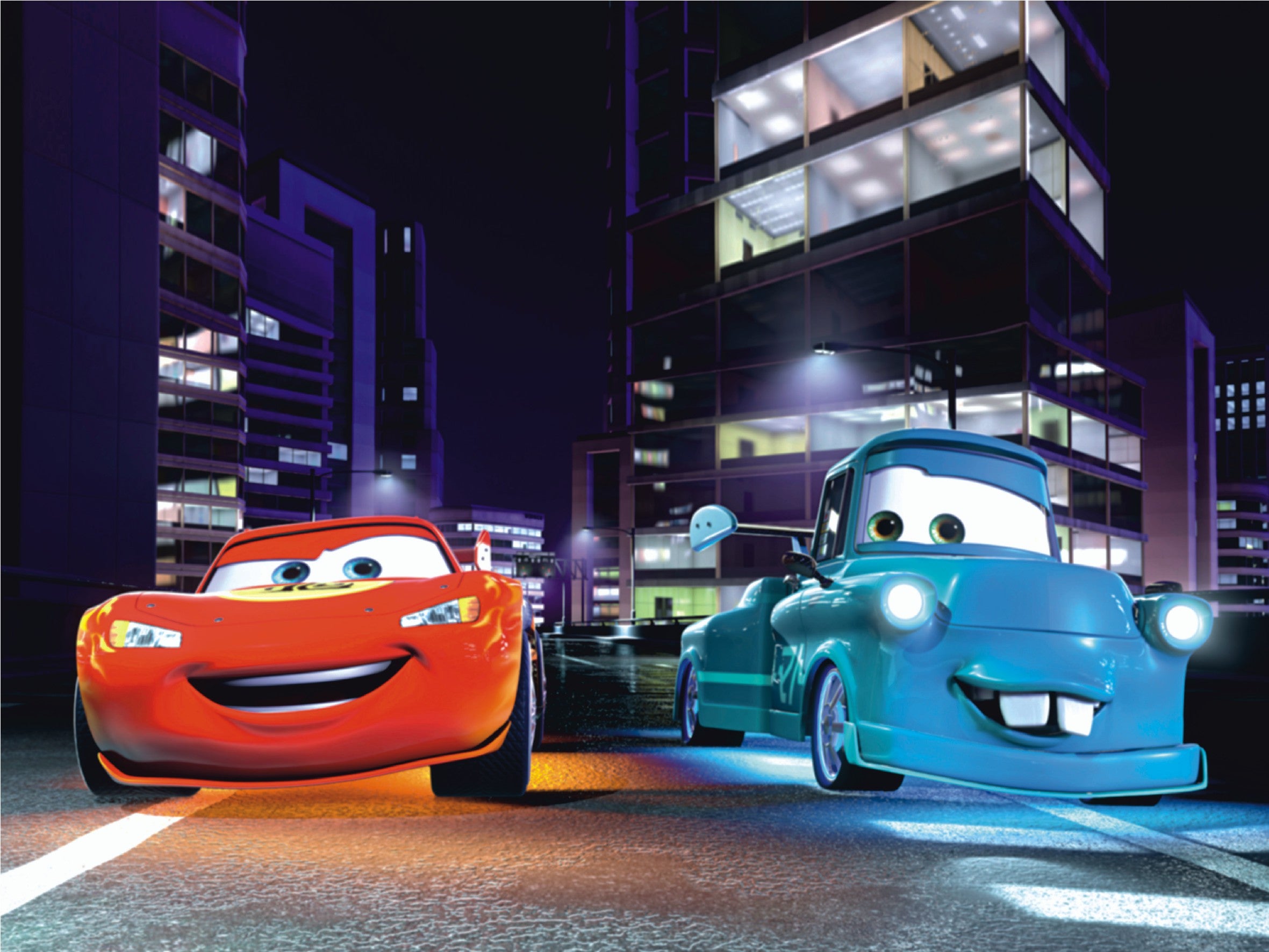 Papier peint panoramique Cars bleu, rouge et violet - 375 x 270 cm ...