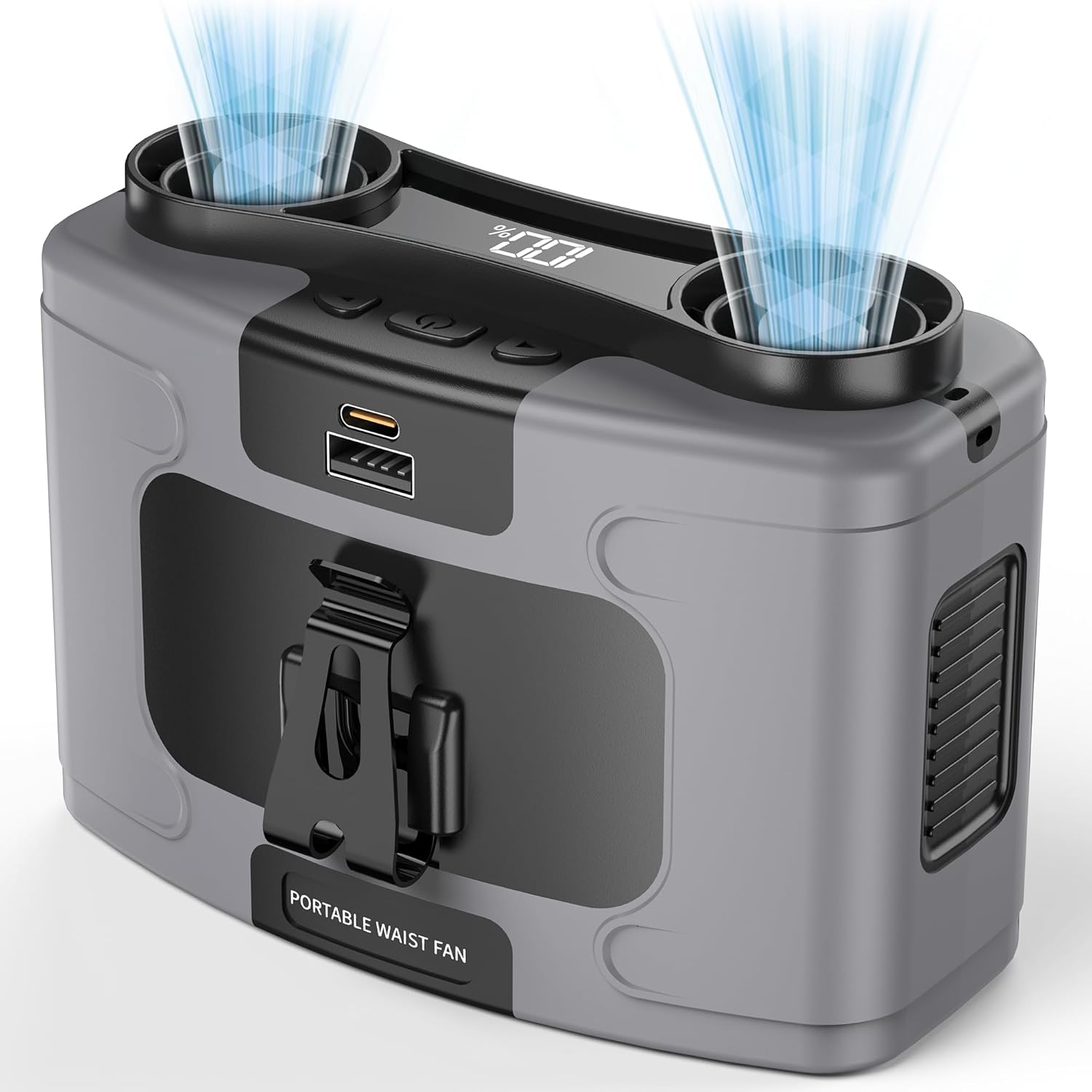 Ventilador portátil para cinturón, tiene dos salidas de aire, puede ...