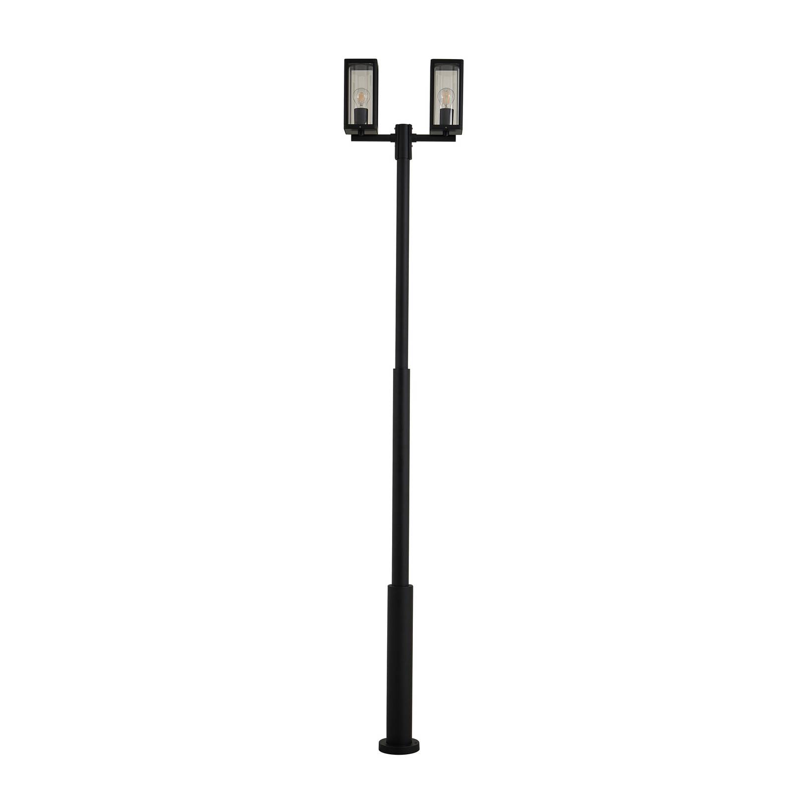 Lucande Lámpara de exterior Siveta, 240 cm, 2 luces, negra, E27, IP65 ...