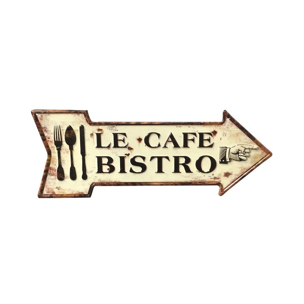 Plaque décorative en métal blanc "Le café Bistro" 50 x 19 cm | Leroy Merlin