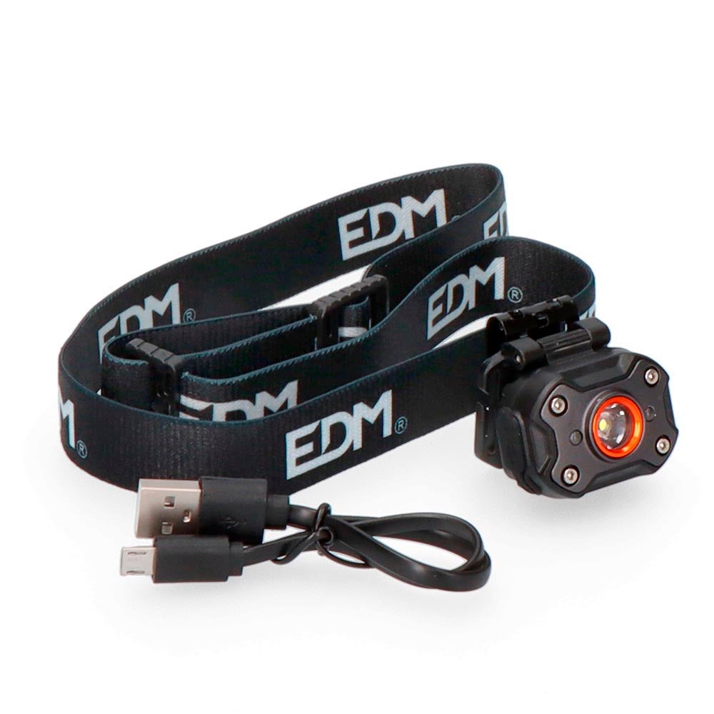 EDM LINTERNA LED RECARGABLE CABEZA MINI RECTANGULAR 400 LUM.USB | Leroy ...