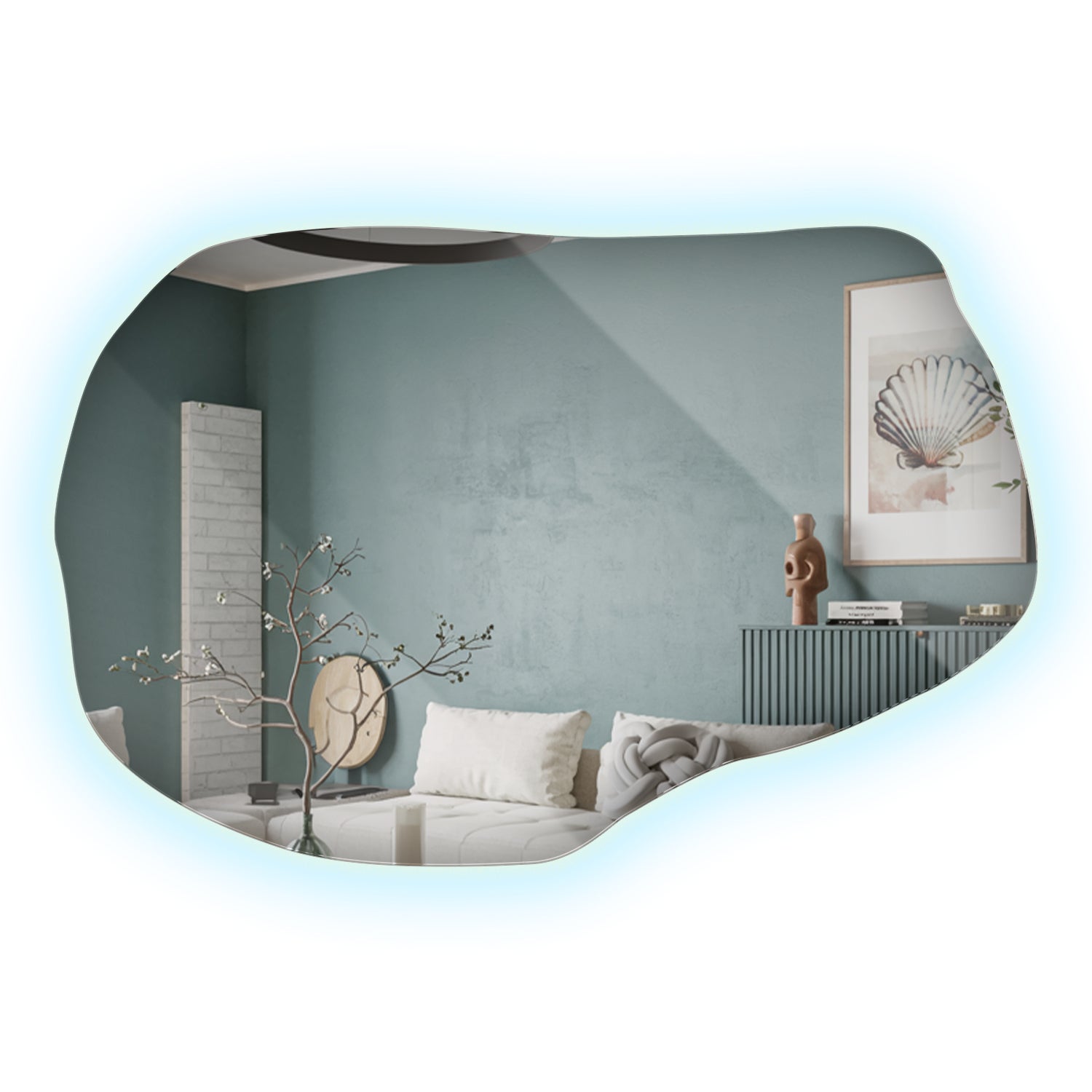 Espejo LED irregular 90×58,5 cm luz fría acento luminoso para espacios ...