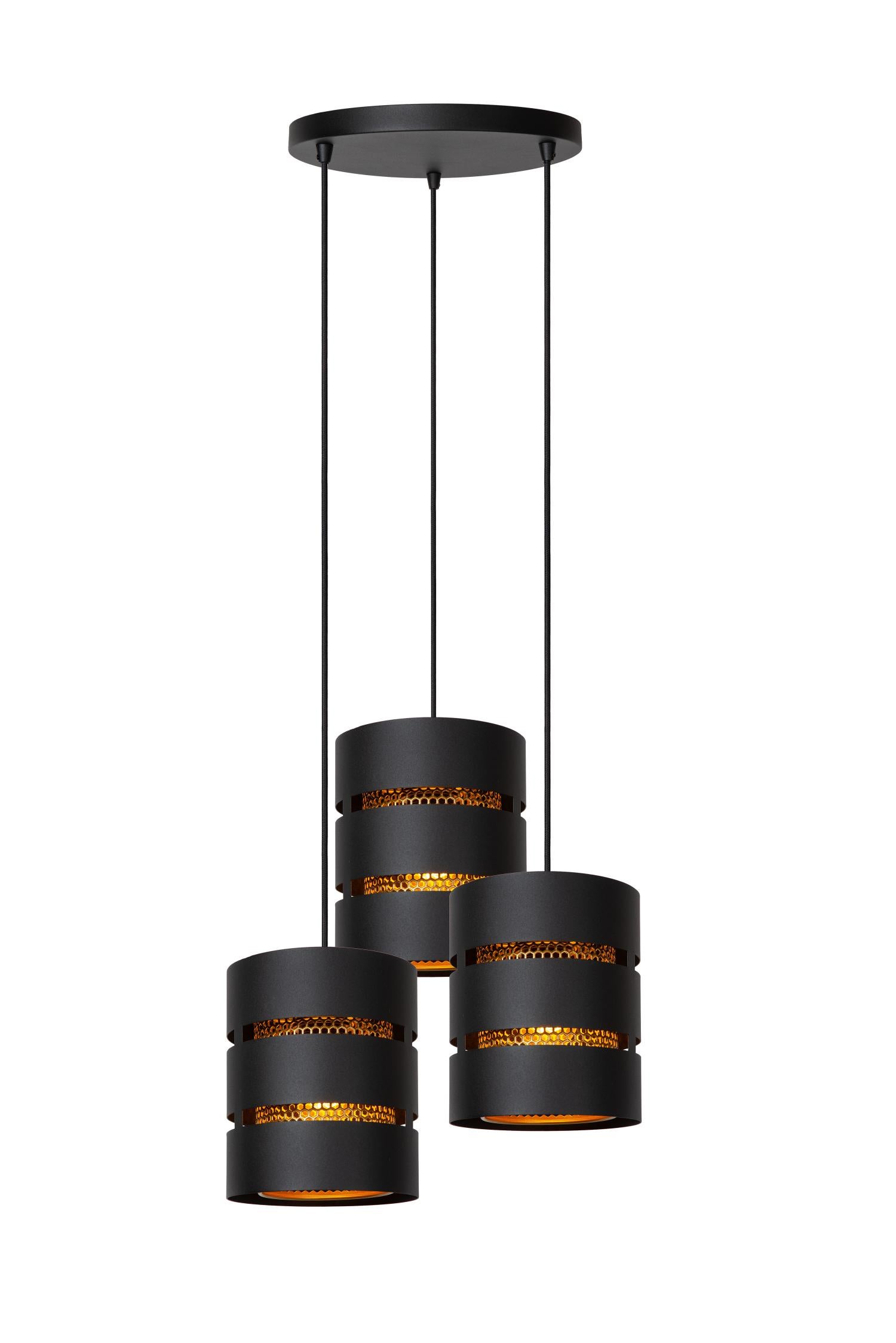 Lucide ROSAS - Suspension - Ø 43 cm - 3xE27 - Noir | Leroy Merlin