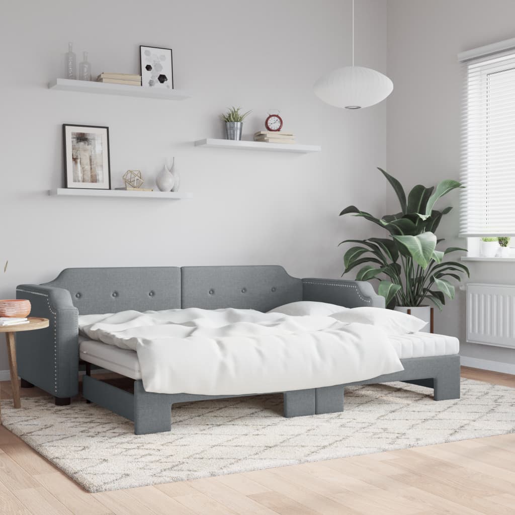 Maison Exclusive - Lit de jour avec gigogne et matelas gris clair ...