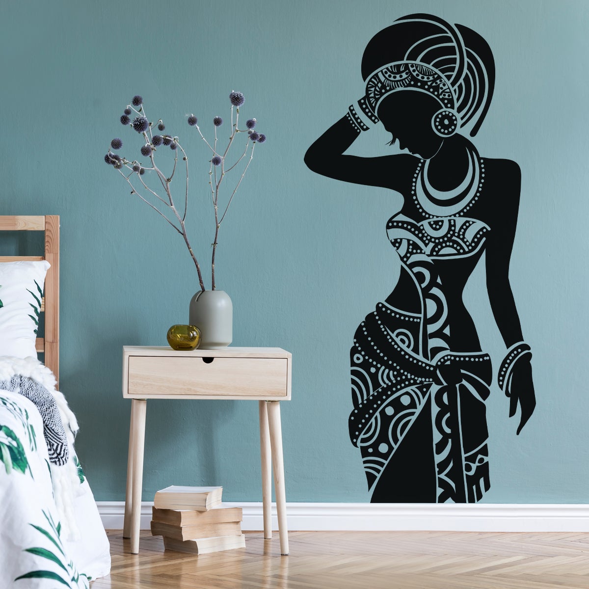 Sticker Mural - Femme africaine - Noir - 37x78 cm | Leroy Merlin
