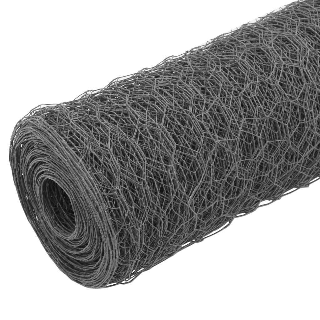 Recinzione in Rete per Pollaio in Acciaio e PVC 25x0,5 m Grigia ...
