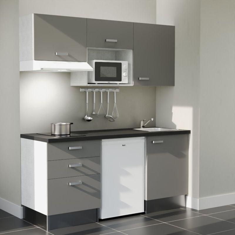 Kitchenette K20L-PT - 180 cm - plan stratifié, évier inox, - Façade ...
