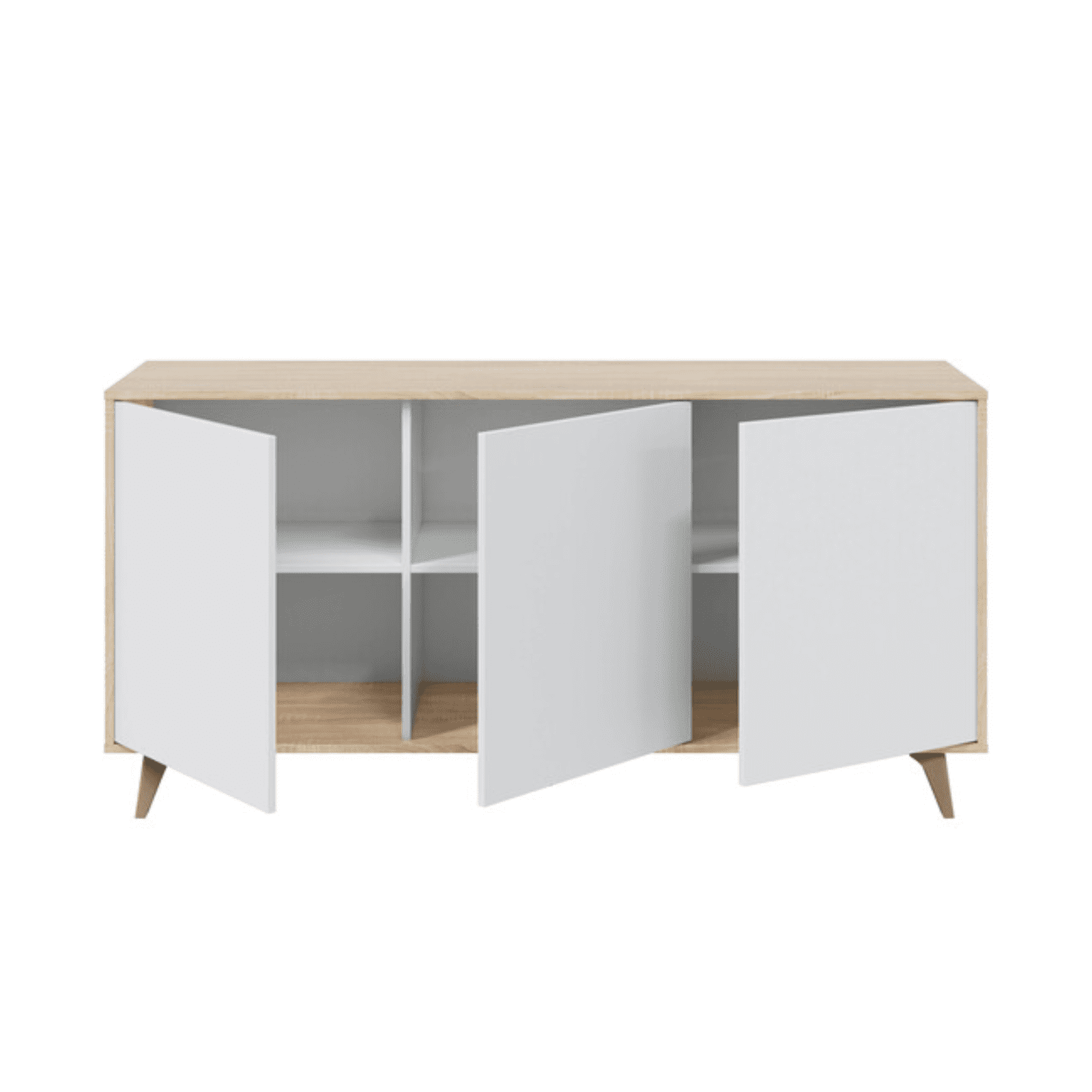 Kikua buffet 3 portes pour salon en chêne blanc cm 154x40 75h | Leroy ...