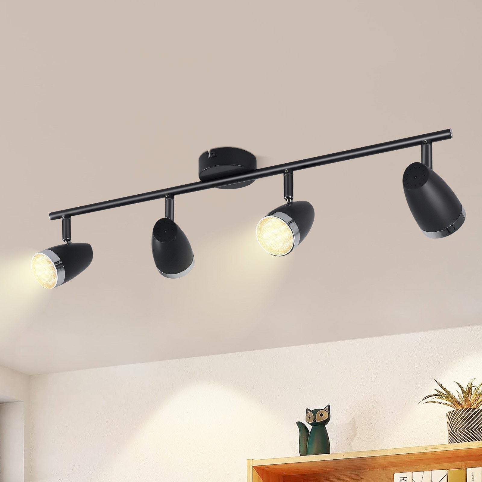 NETTLIFE Foco de techo LED 4 bombillas modernas 4W negro 3000K ...