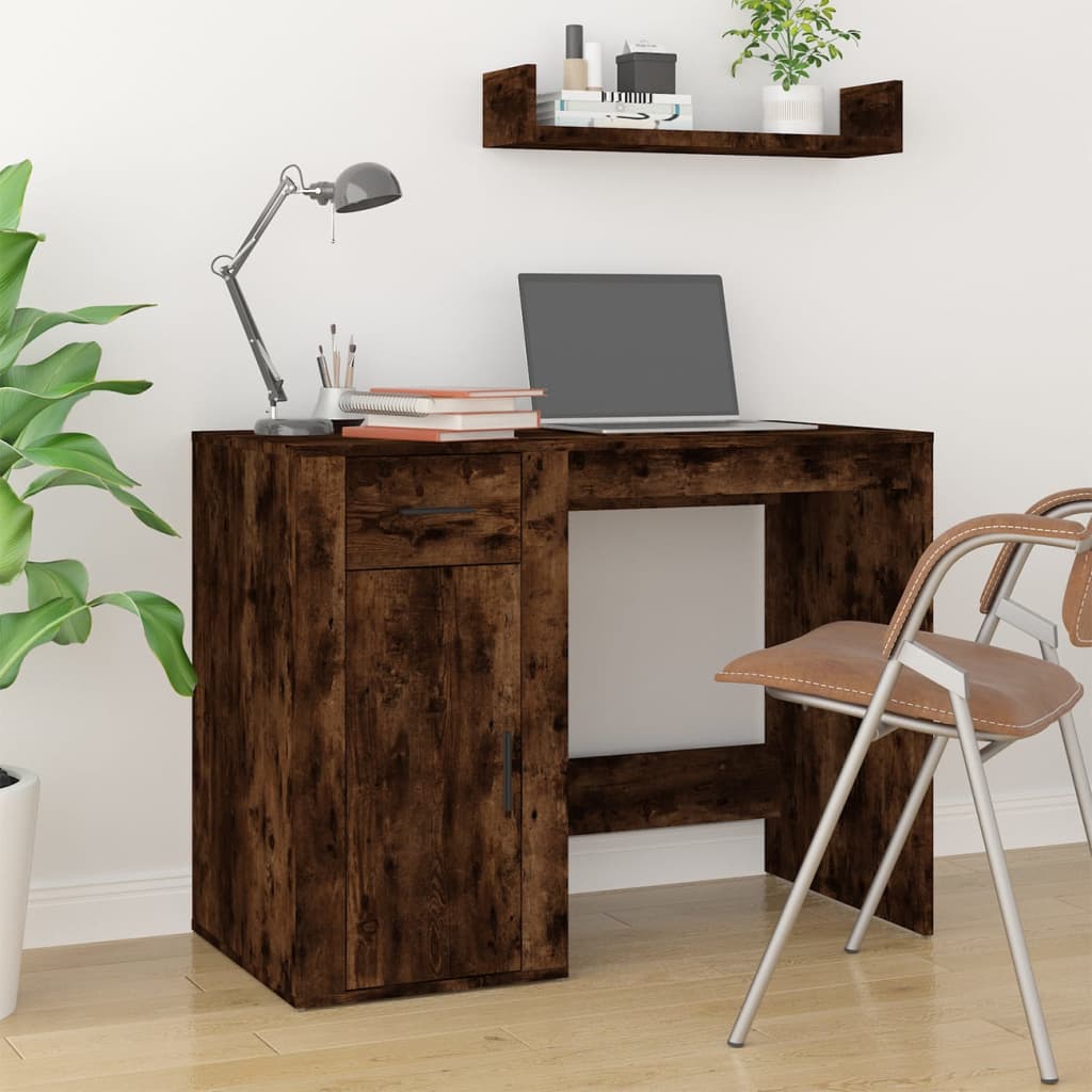 Escritorio roble ahumado 100x49x75 cm Madera contrachapada | Leroy Merlin