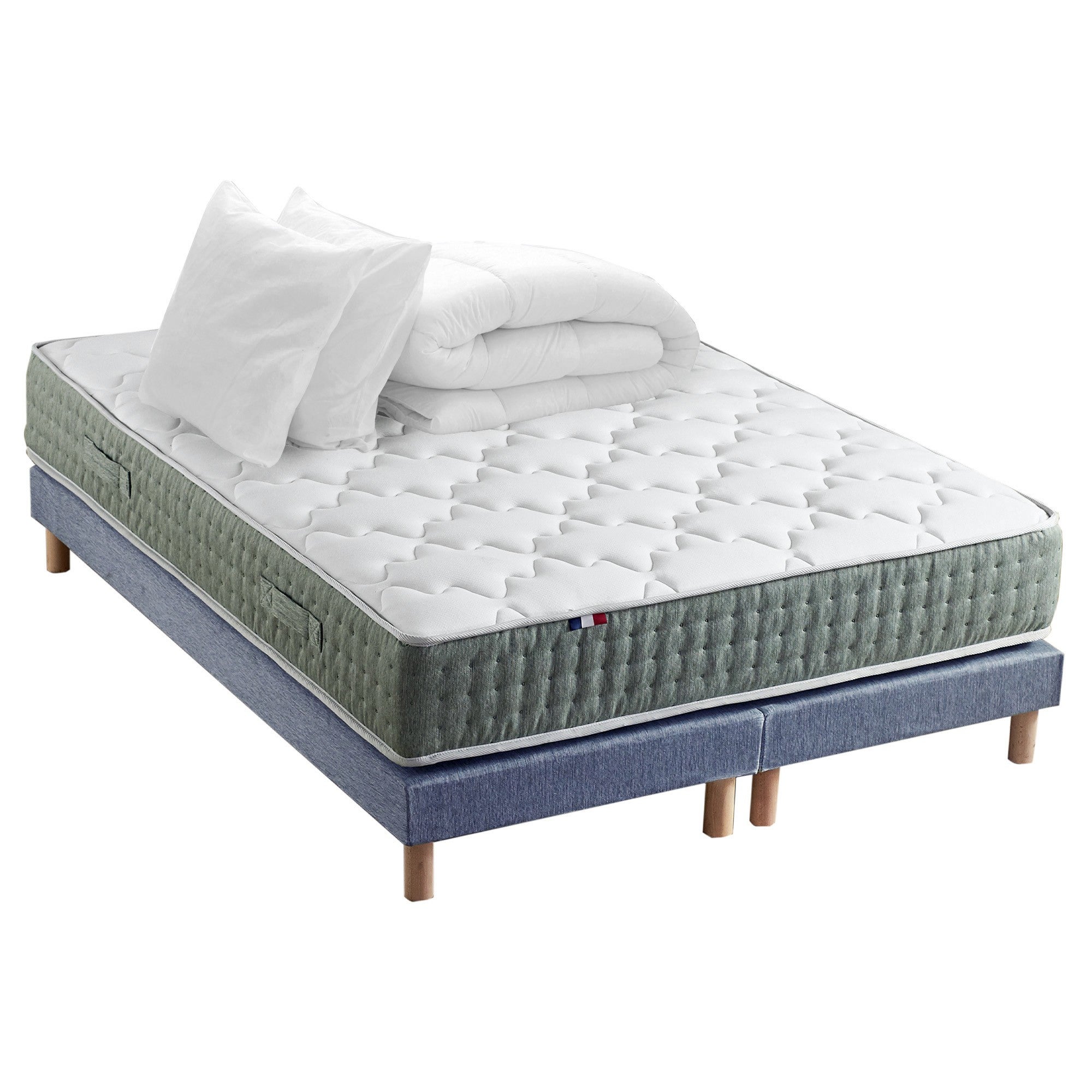 Ensemble matelas Ressort 7 zones HYGGE + Sommier + couette ...