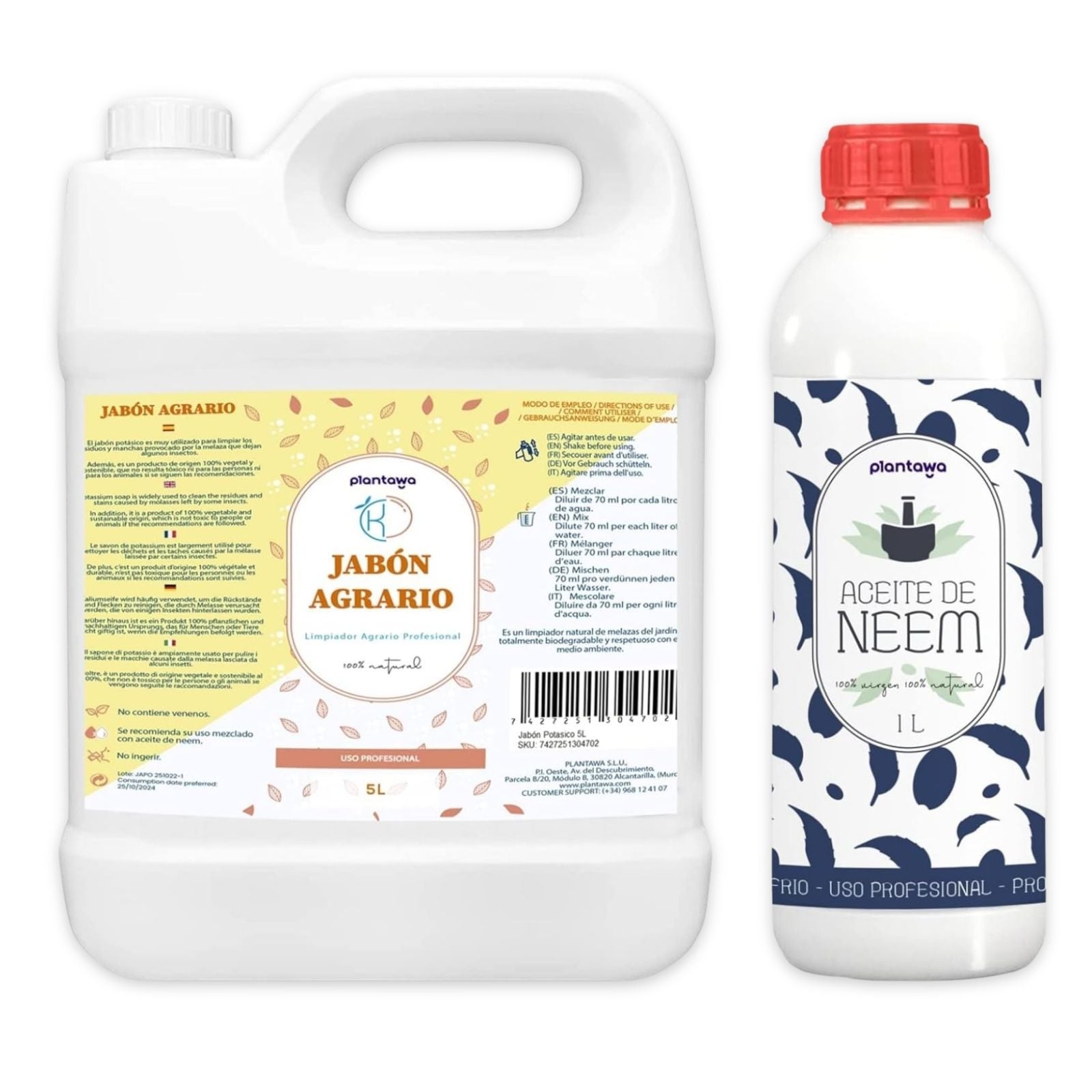 PLANTAWA Pack Jabón Potásico 5L + Aceite de Neem 1L - Pack ahorro. Origen Natural | Leroy Merlin