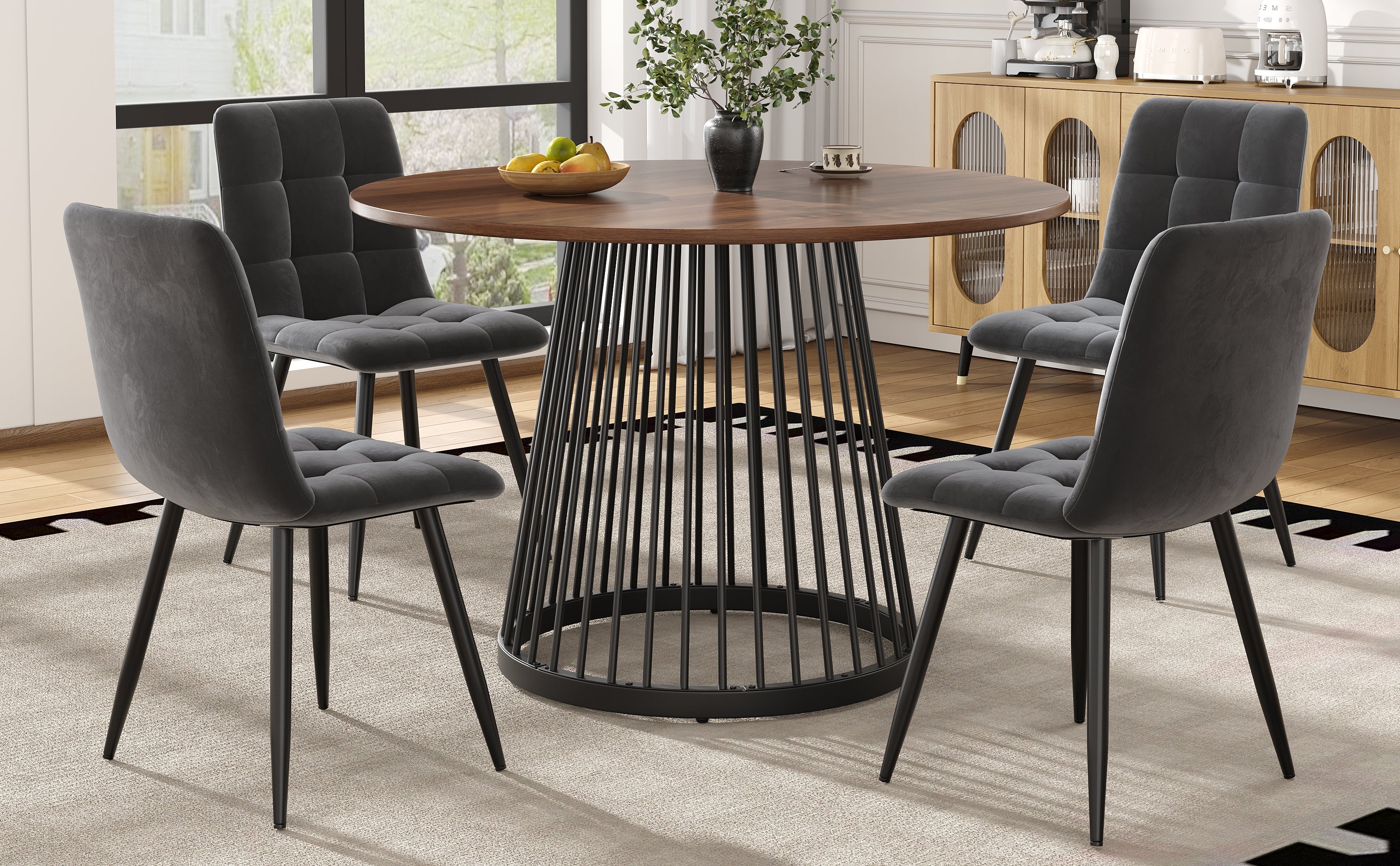 Set de Table à Manger (5 pièces) : 4 Chaises, Moderne Cuisine, Table ...