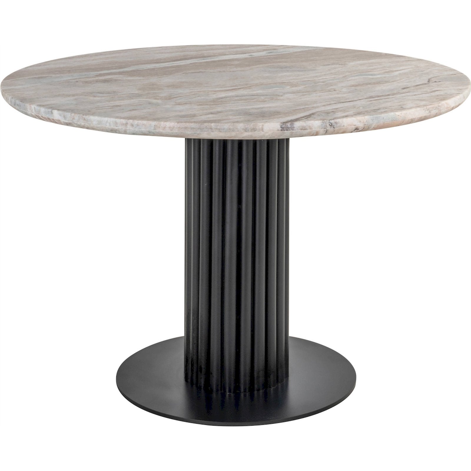 Table ronde élégante en marbre beige et base bois foncé 120 x 120 x 78 ...