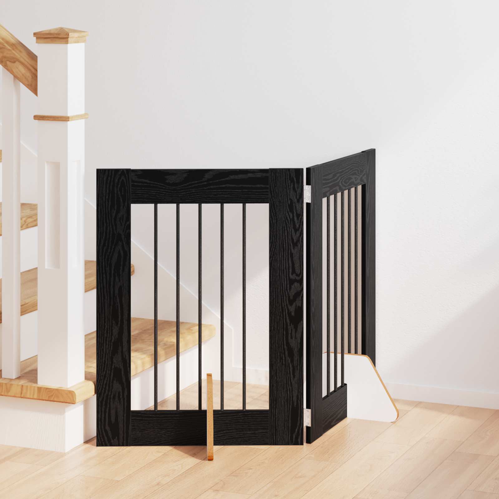 Puerta para perros plegable con soportes 2 pcs Roble Negro | Leroy Merlin