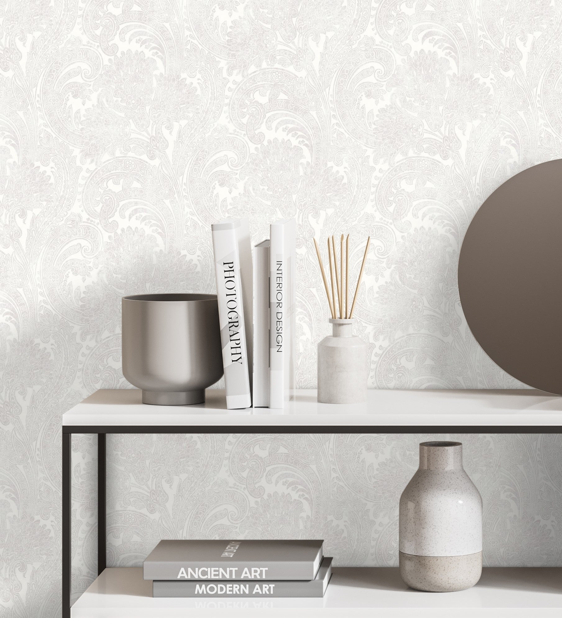 Papier peint vinyle cachemire floral indien en relief effet texture ...