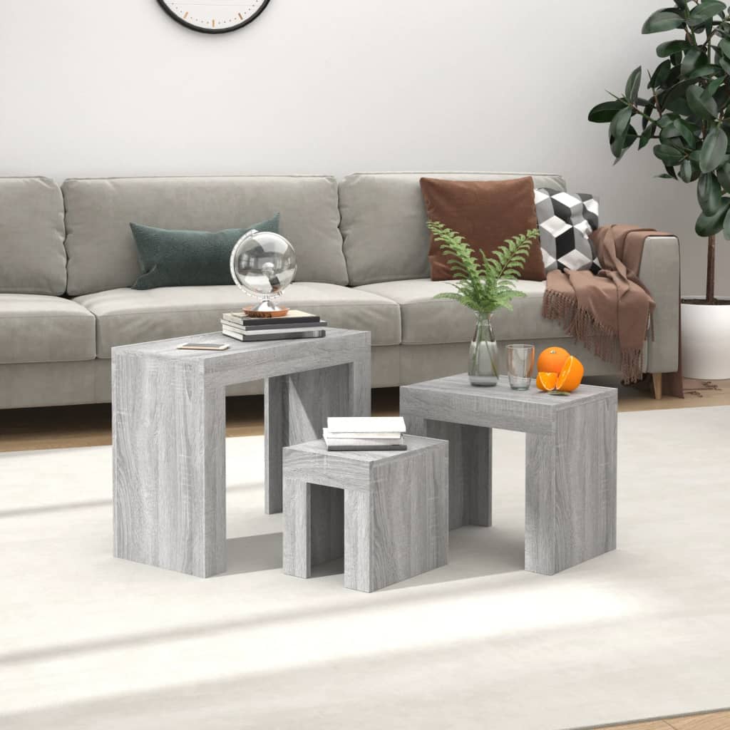 Tables basses | Tables gigognes | Bout de canapé 3 pcs sonoma gris bois ...