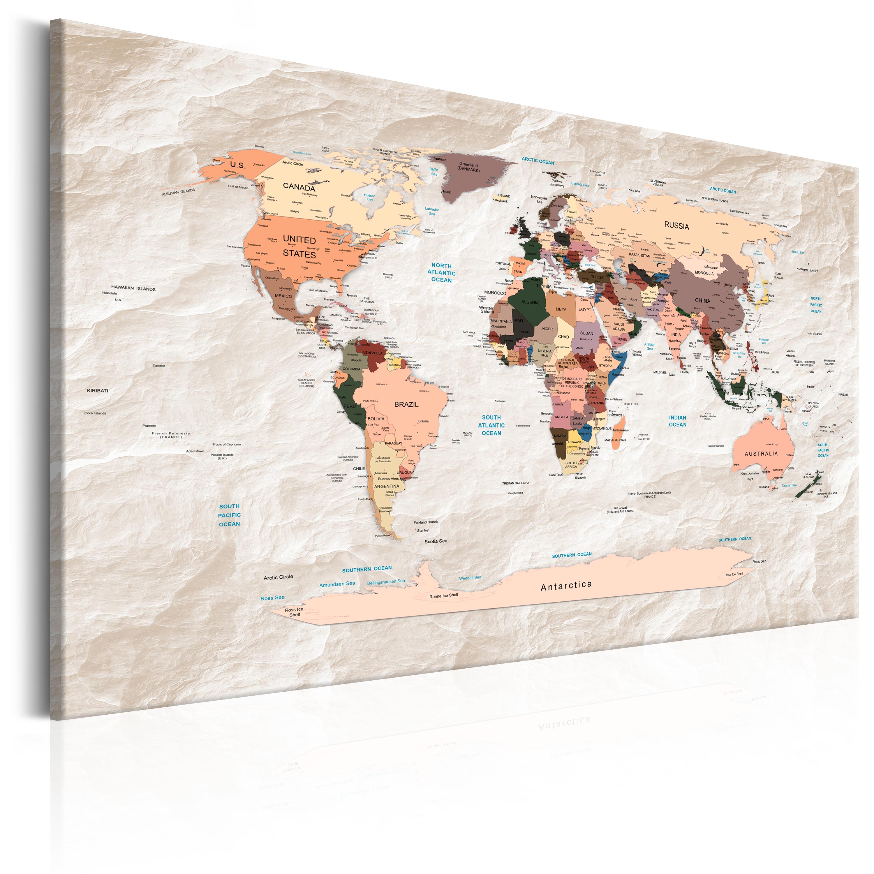 Tableau - World Map: Stony Oceans - 60x40 | Leroy Merlin