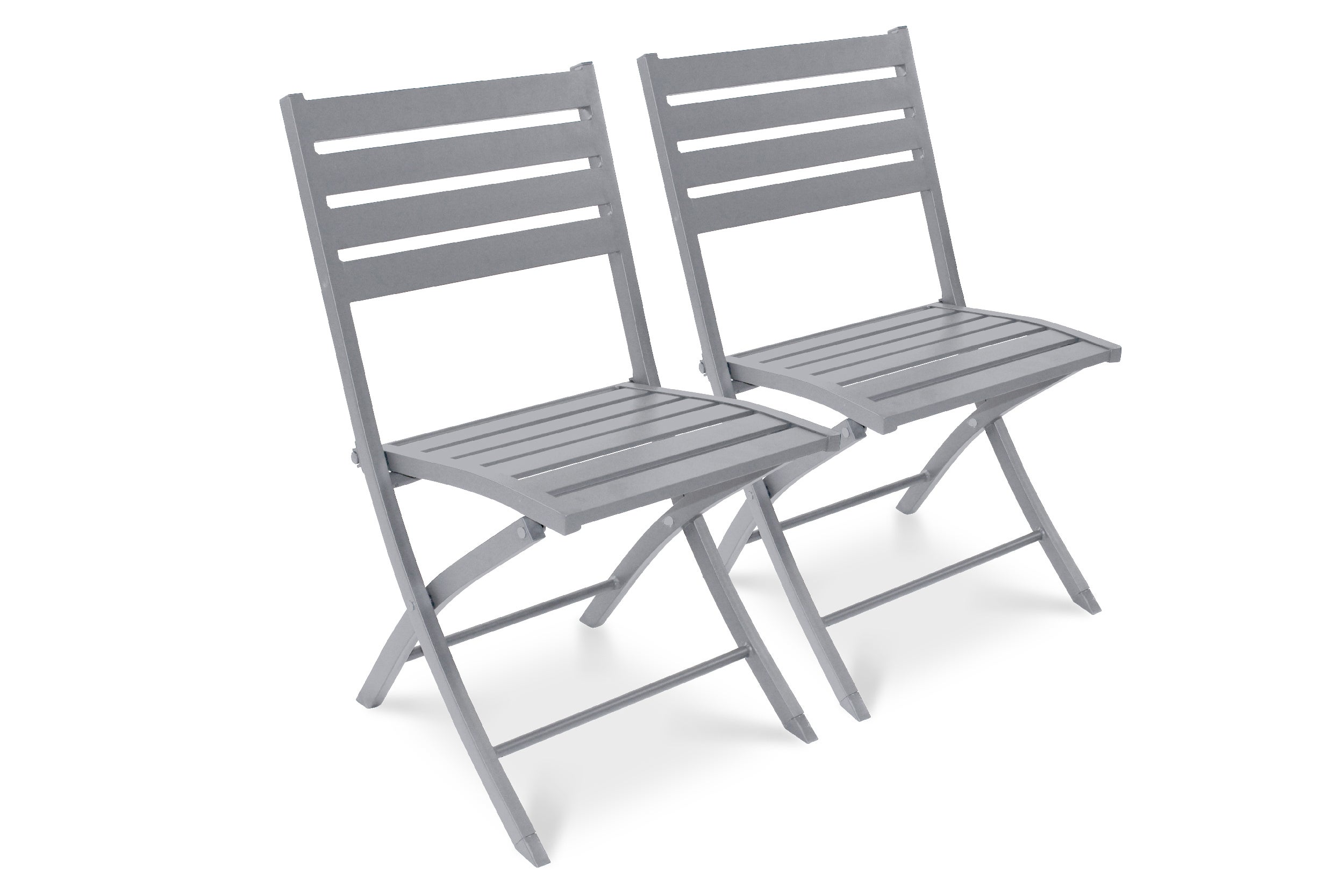 Lote de 2 sillas de jardín plegables de aluminio gris MARIUS - CITY ...