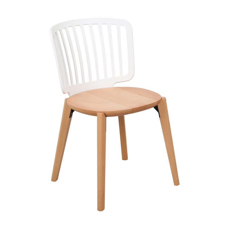 Chaise Eira Design Scandinave – Dossier Résine Blanche, Assise Bois ...