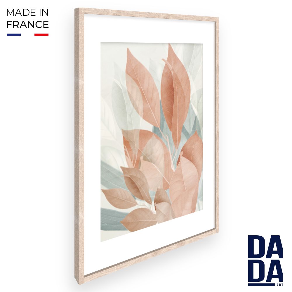 Image encadrée avec cadre CHÊNE / 50x70cm / Feuillage délicat / Créé et ...